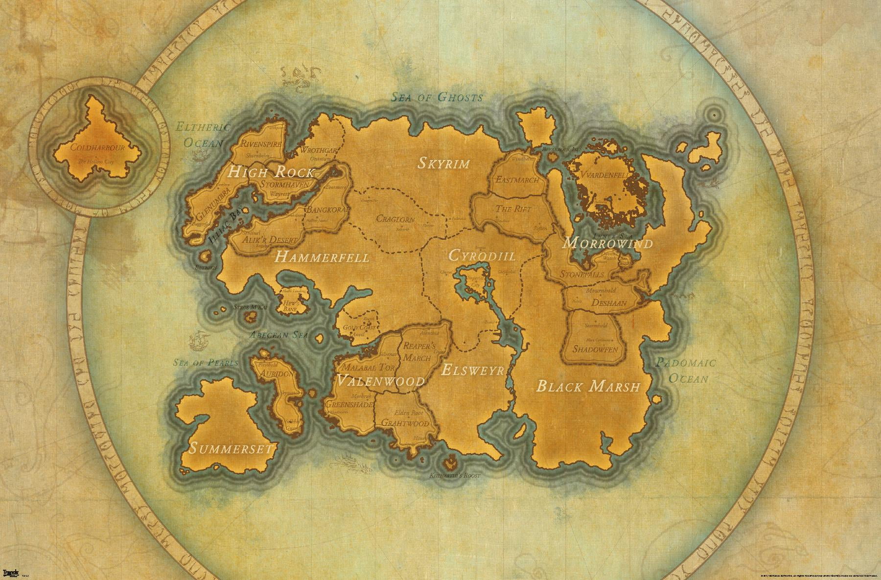 The Elder Scrolls: Online - Map Wall Poster, 22.375" x 34" - Walmart.com
