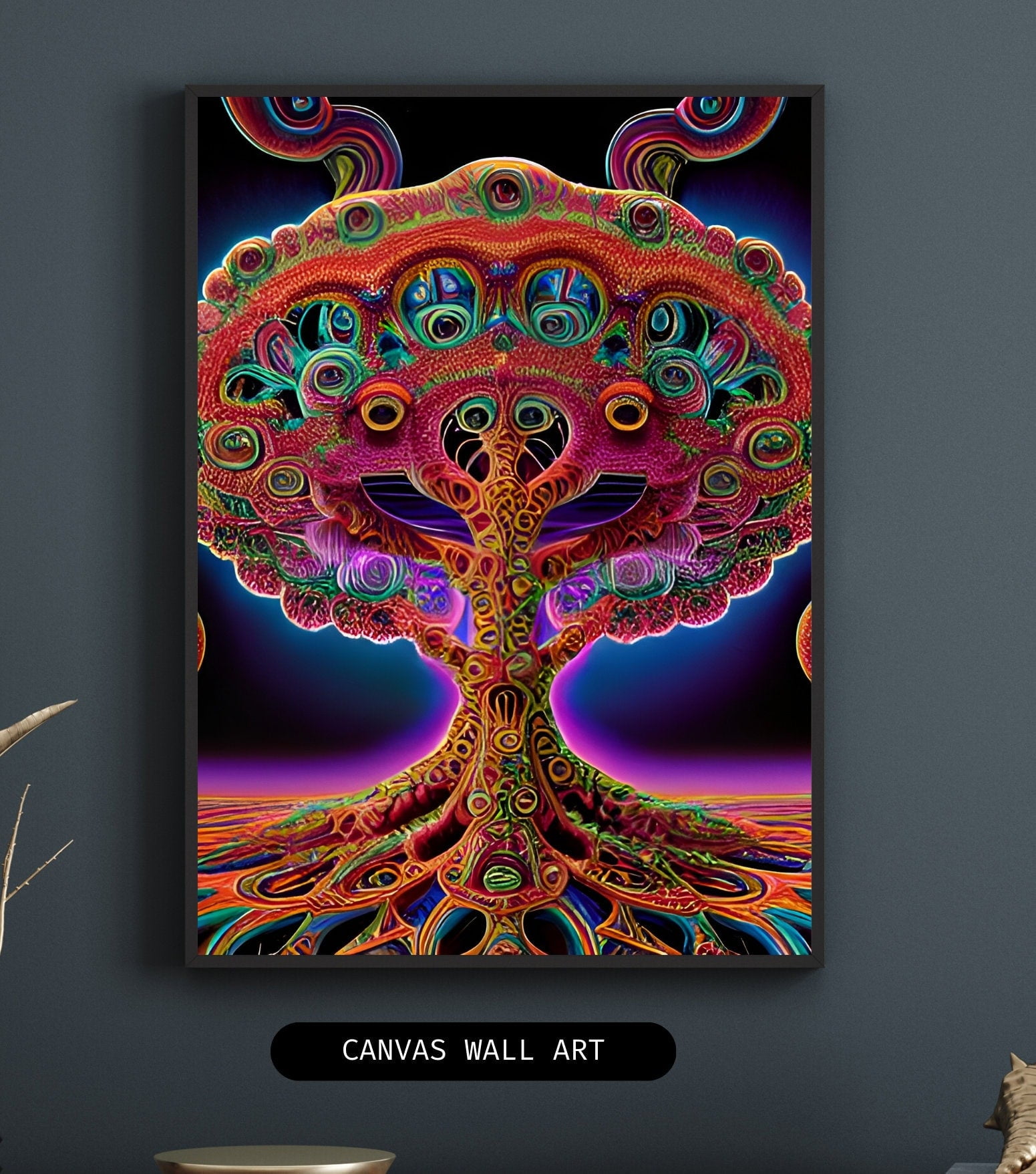 The Electric Elm Forest - Psychedelic Tree Canvas Wall Art - Walmart.com