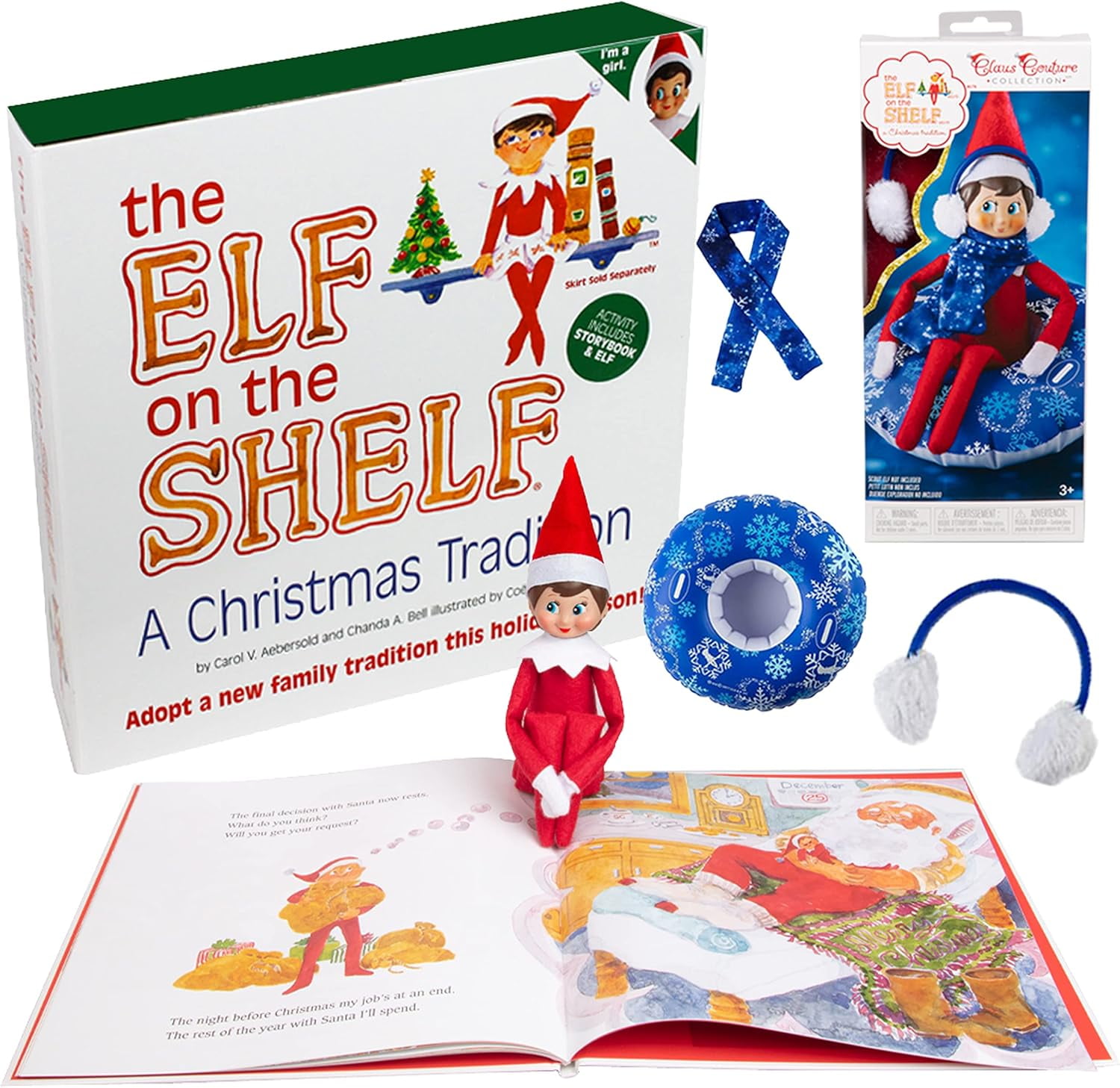The Elf on the Shelf Girl Gift Set - Elf Girl Plus Snow Tube - Three ...