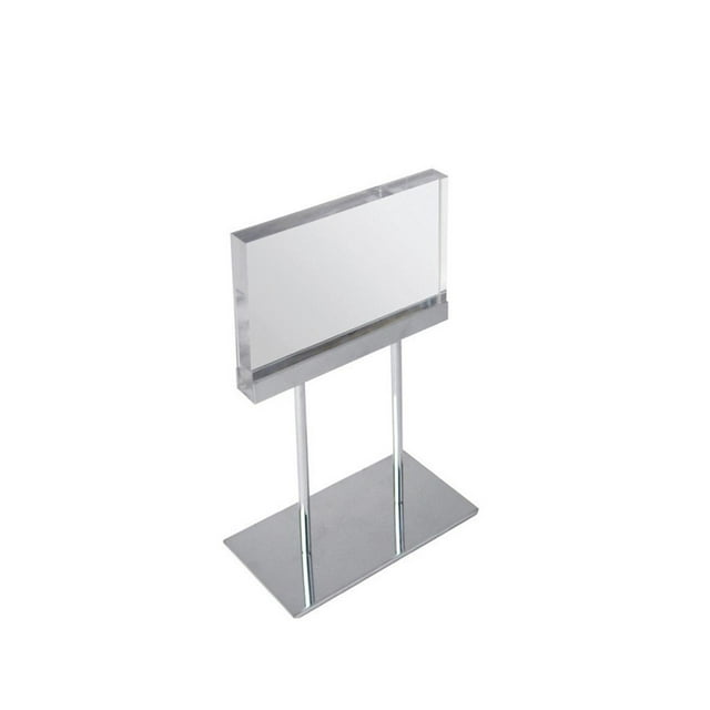 The Elite Series: Medium Acrylic Block Sign Holder On Chrome Stand For ...