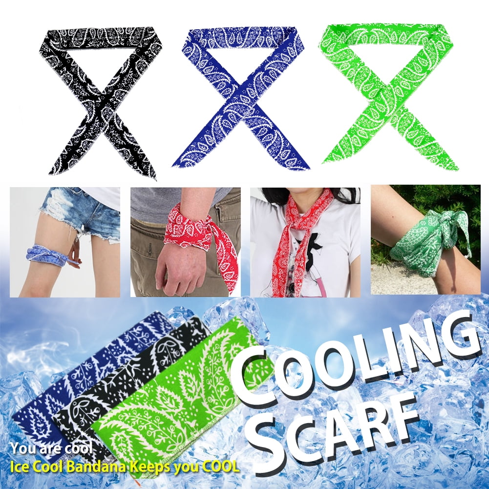 The Elixir Ice Cool Scarf Neck Wrap Cooling Scarf, 3 Pcs Pack, Black ...
