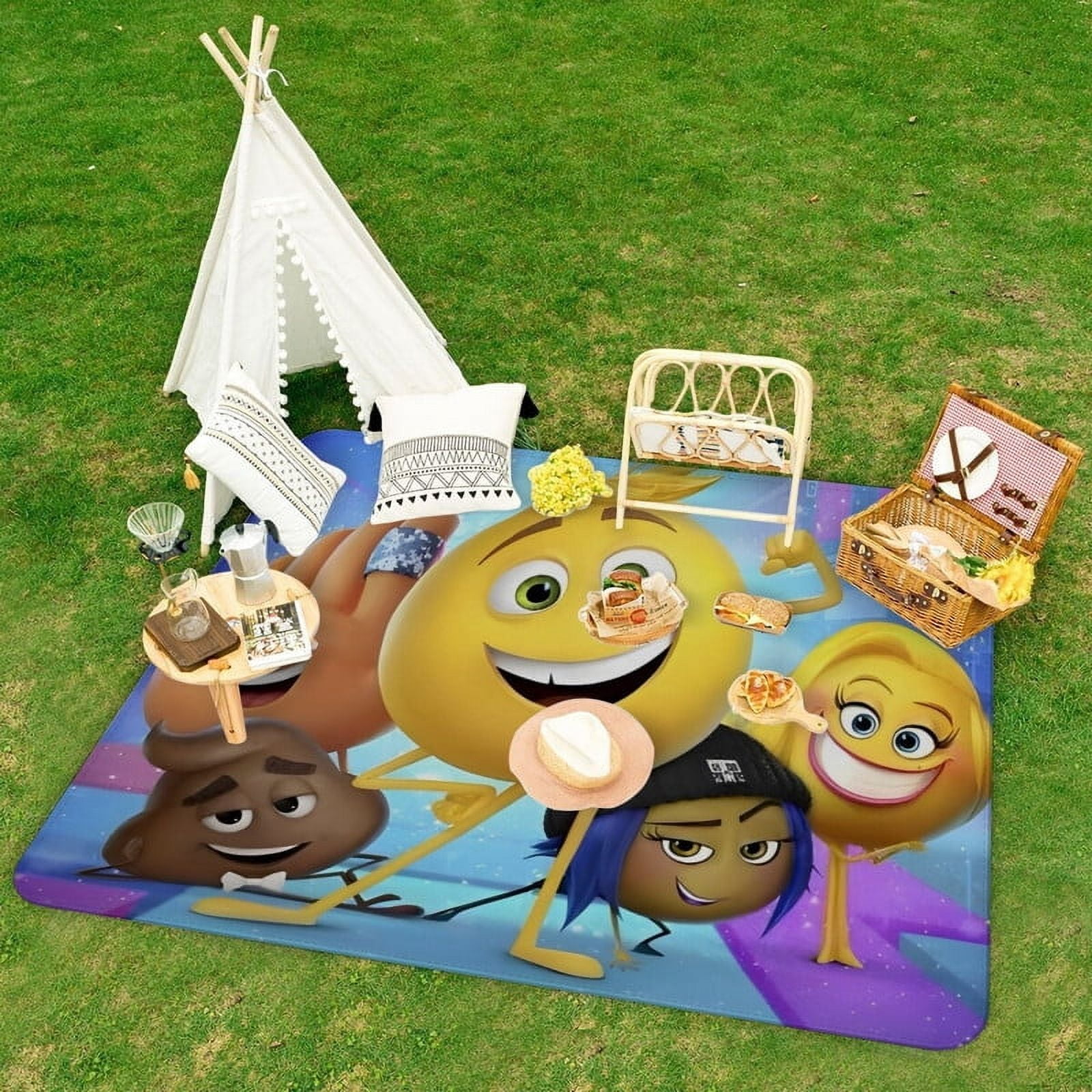 The Emoji Movie patterned picnic mat perfectly accompanies your every ...