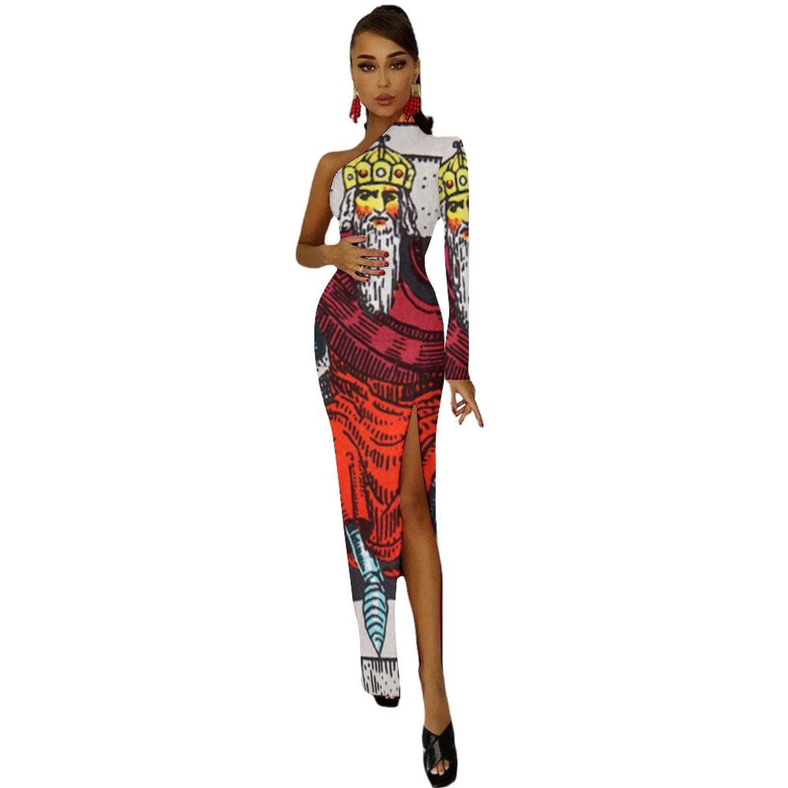 The Emperor Tarot Half Dleeve Split Dress women"s luxury party dress ...