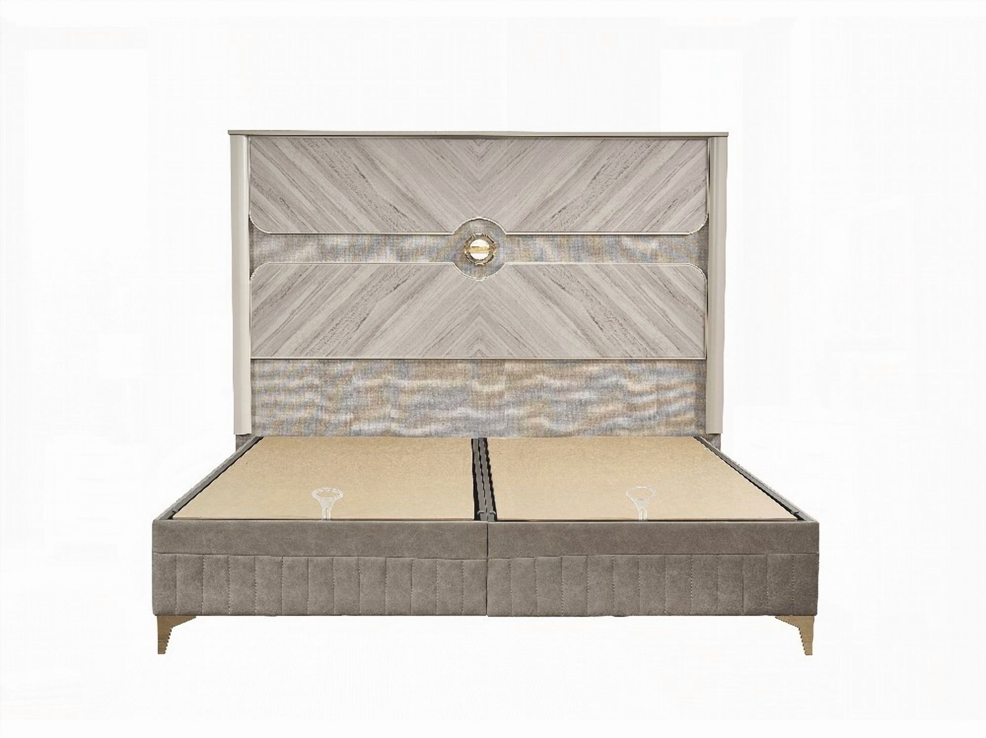 The Eternity Traditional Queen Bed in Beige, Enhanced by Gold Accents ...