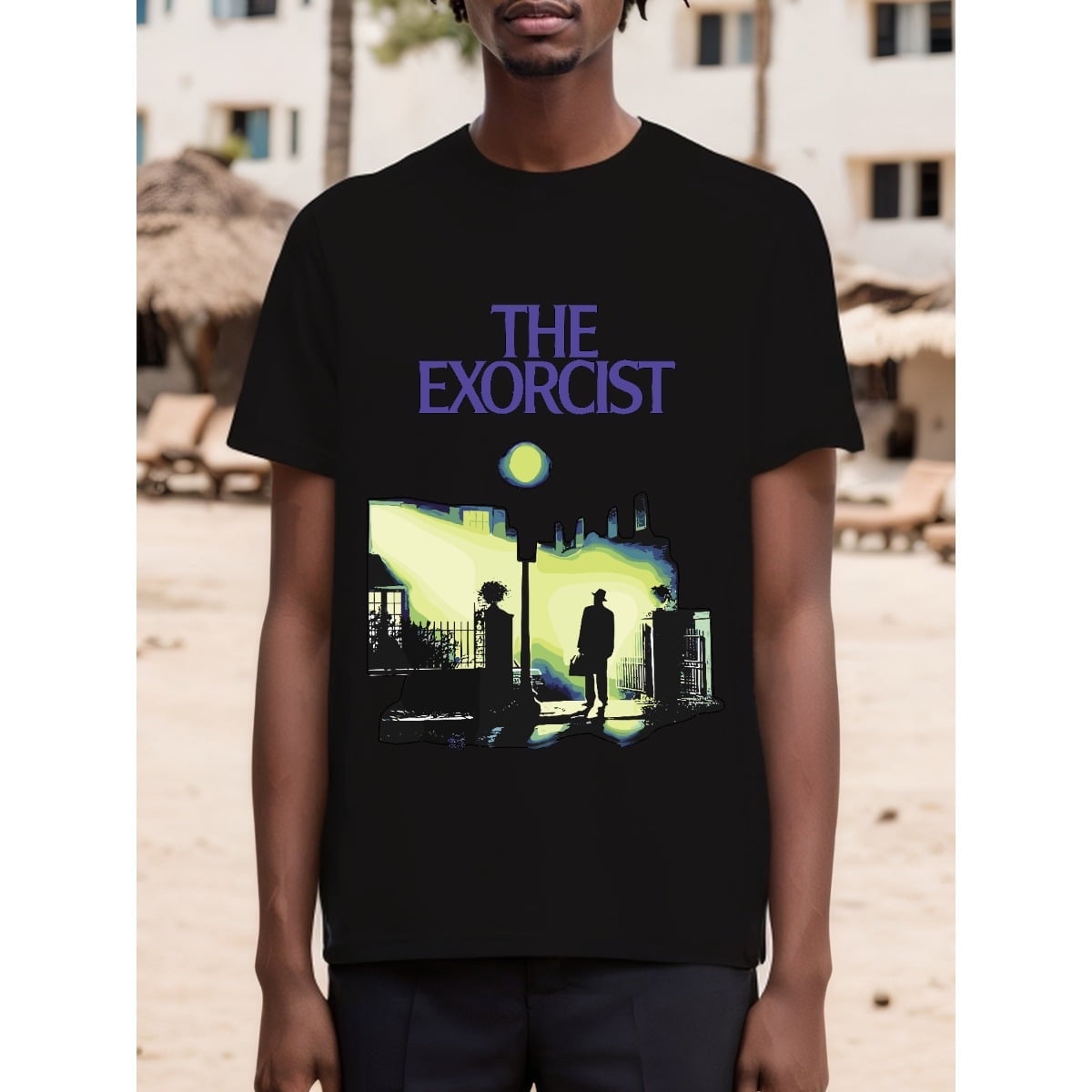 The Exorcist Horror Movie Cover Art Men's Black Graphic Tee Shirt ...