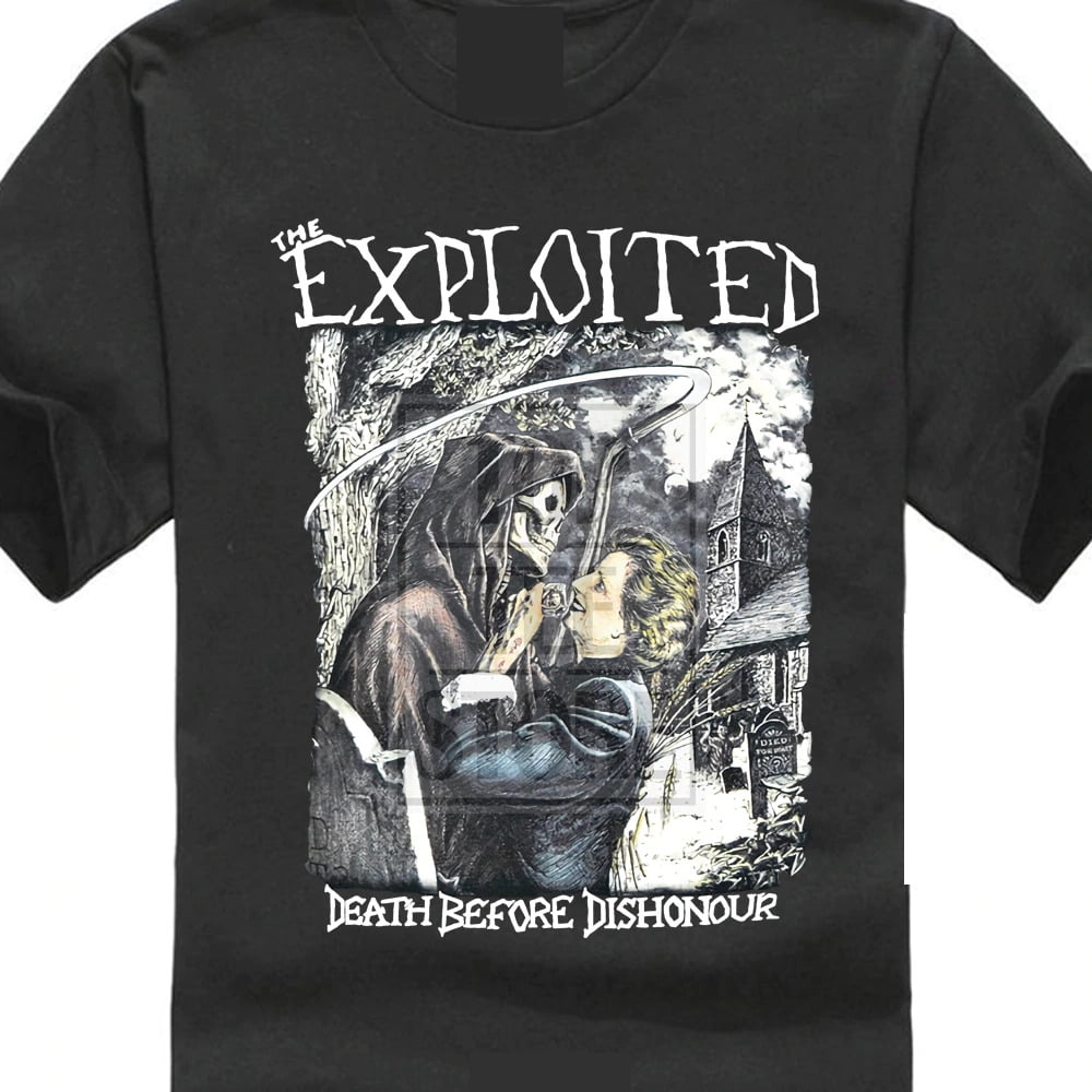 The Exploited Death Before Dishonour 1987 Album S-4XL Black Men T-Shirt ...