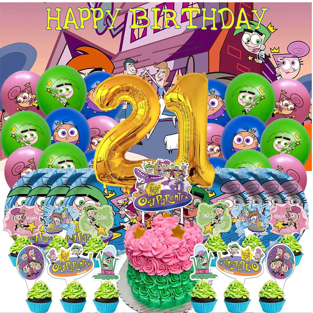 The Fairly OddParents Balloons Party Supplies 21th Decor Tableware ...