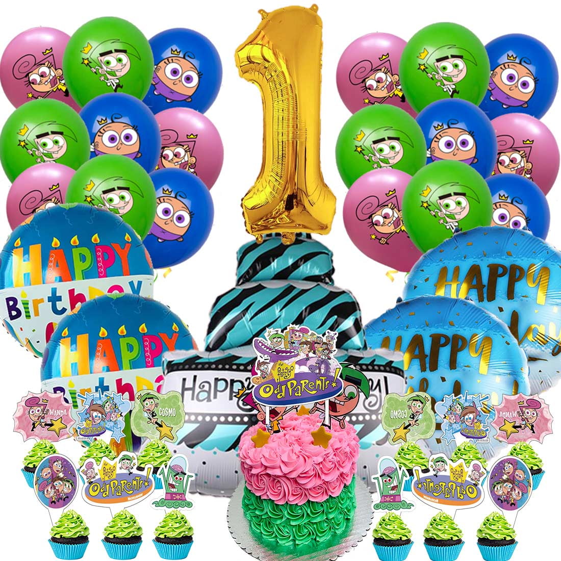 The Fairly OddParents Party Supplies 1st Decor Kit Balloons Birthday ...