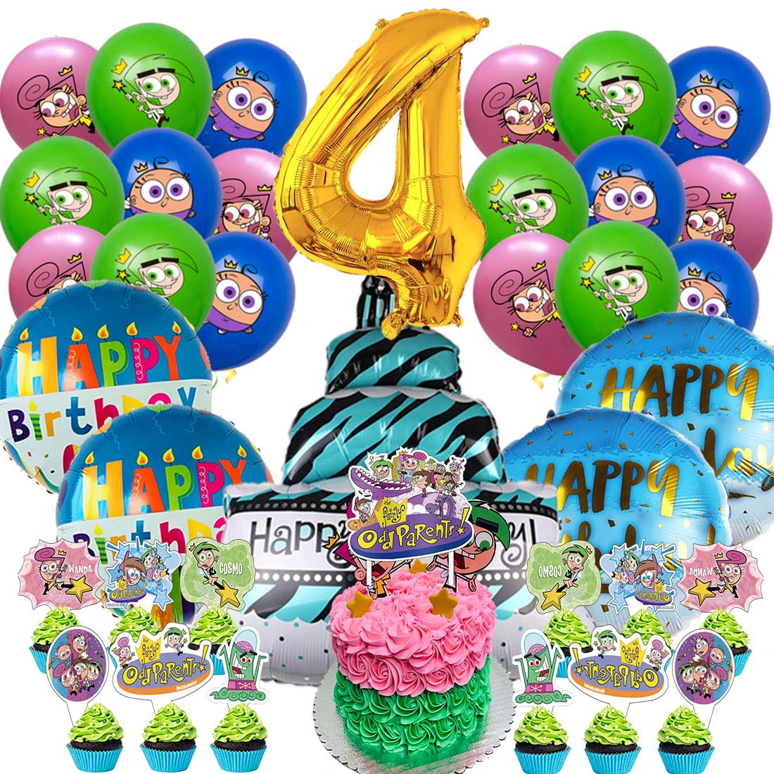 The Fairly OddParents Party Supplies 4th Decor Kit Balloons Birthday ...