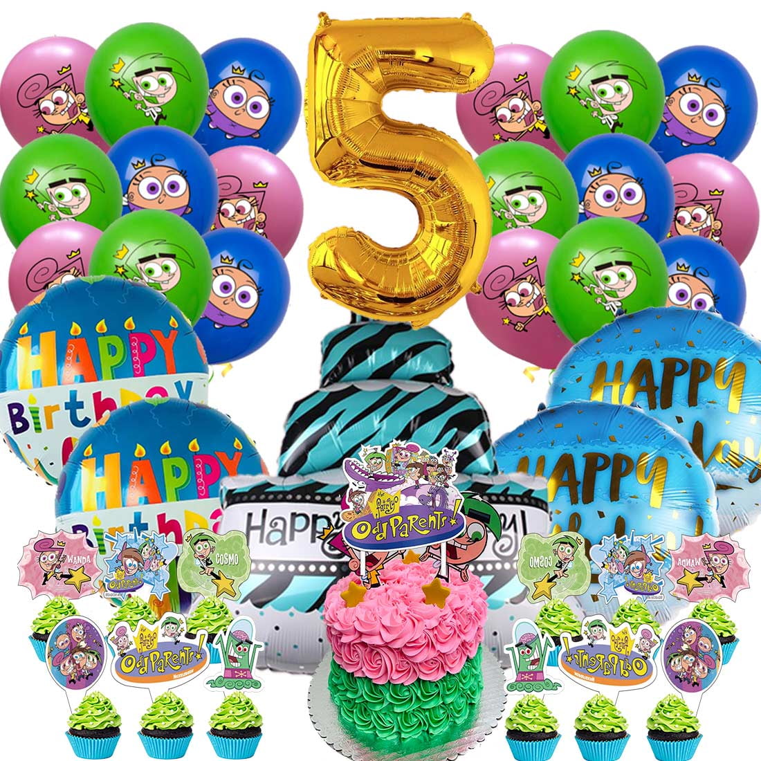 The Fairly OddParents Party Supplies 5th Decor Kit Balloons Birthday ...