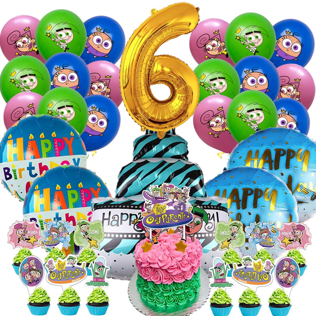 The Fairly OddParents Party Supplies 6th Decor Kit Balloons Birthday ...