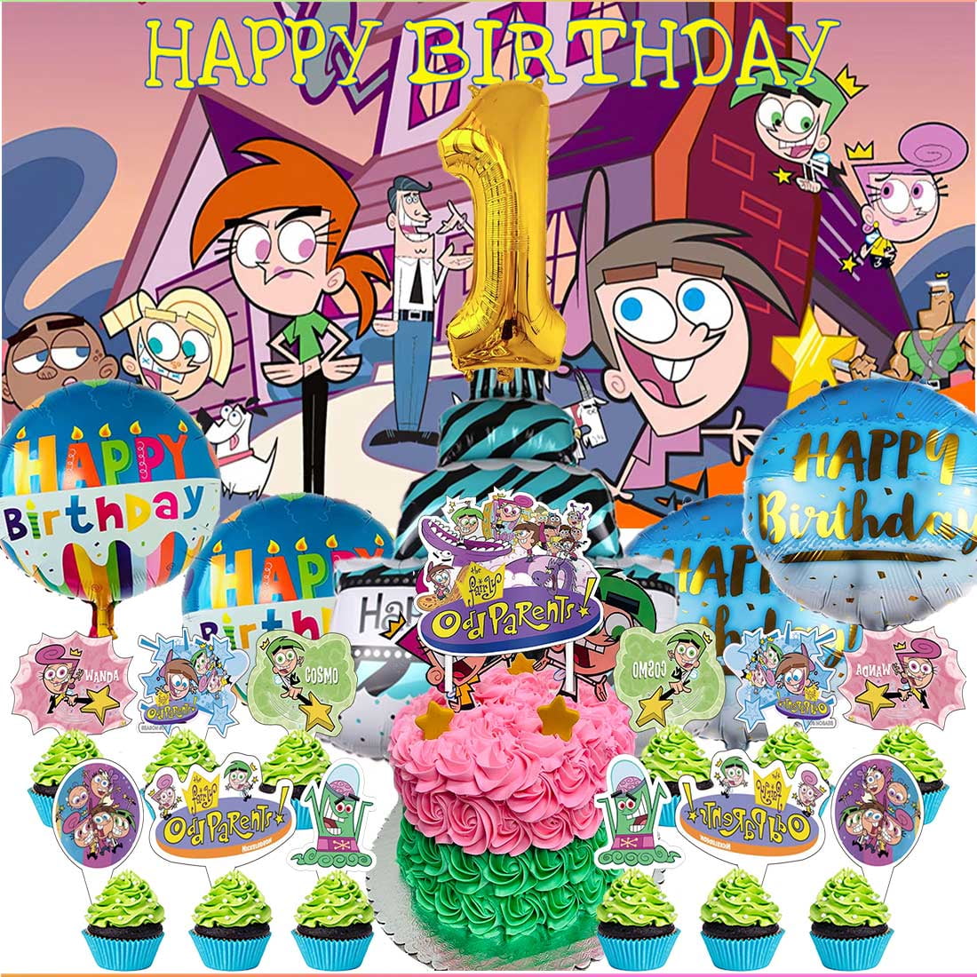 The Fairly OddParents Party Supplies Decor 1st Kit Balloons Birthday ...