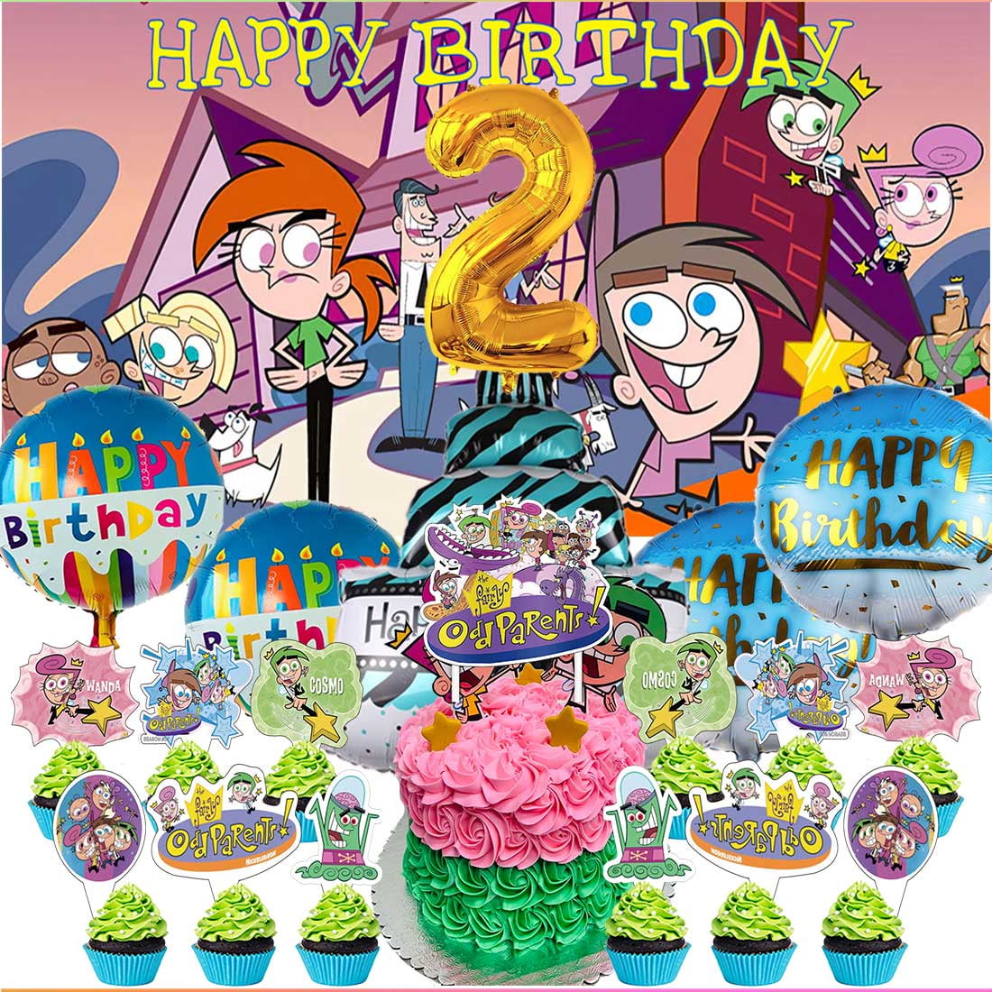 The Fairly OddParents Party Supplies Decor 2nd Kit Balloons Birthday ...