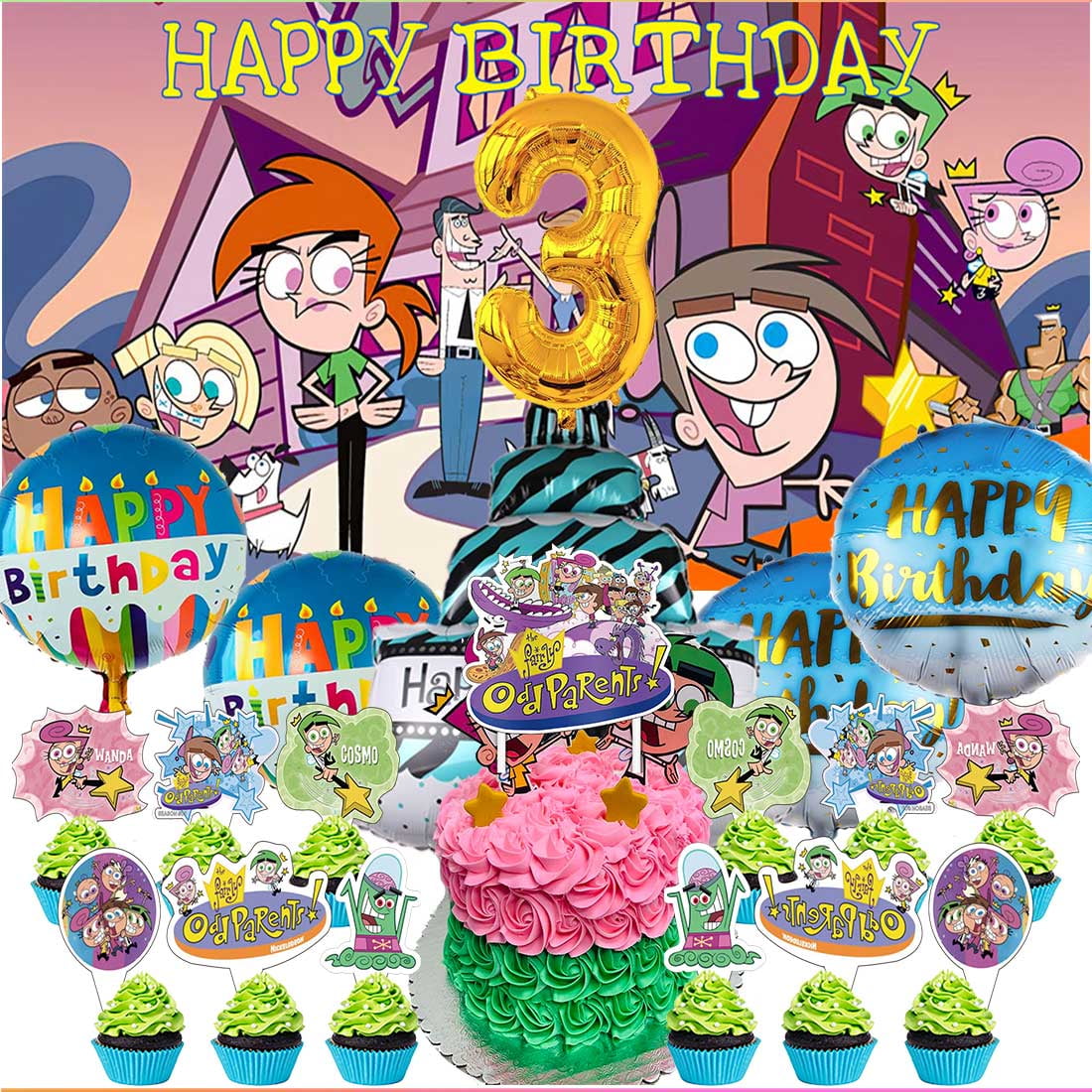The Fairly OddParents Party Supplies Decor 3rd Kit Balloons Birthday ...