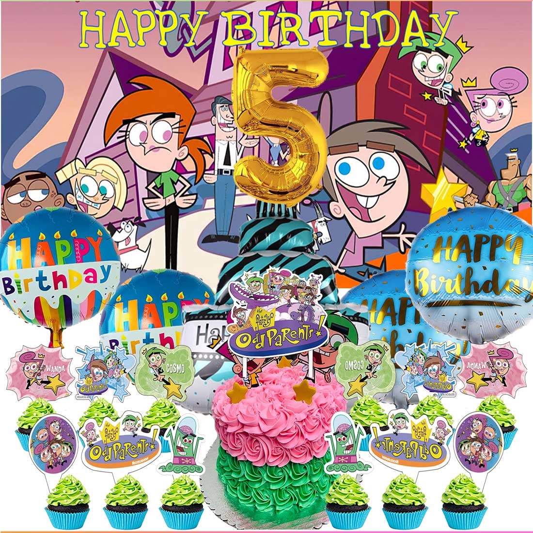 The Fairly OddParents Party Supplies Decor 5th Kit Balloons Birthday ...