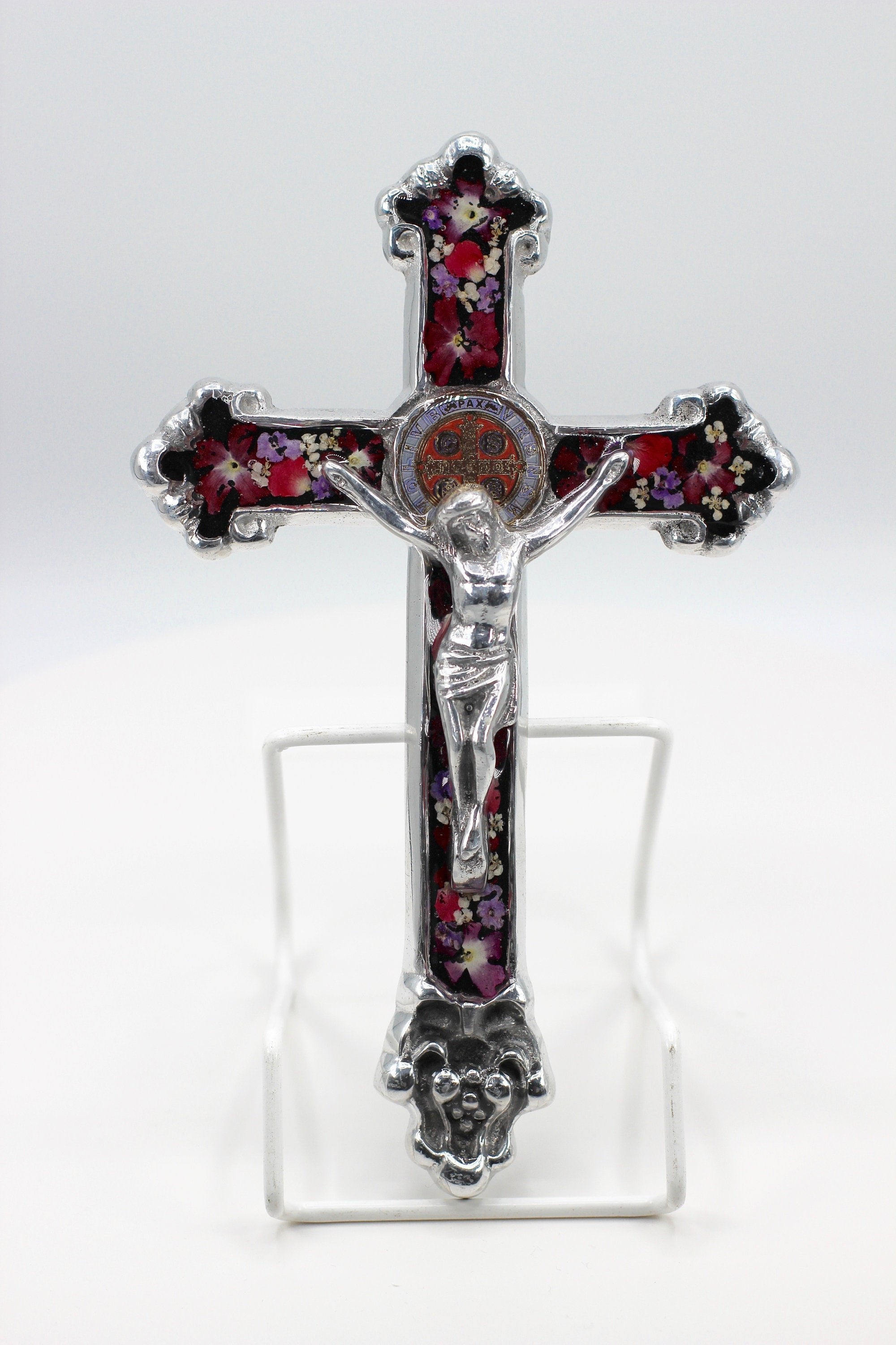 The Faith Gift Shop Crucifix with Real Flowers-Purple Background ...