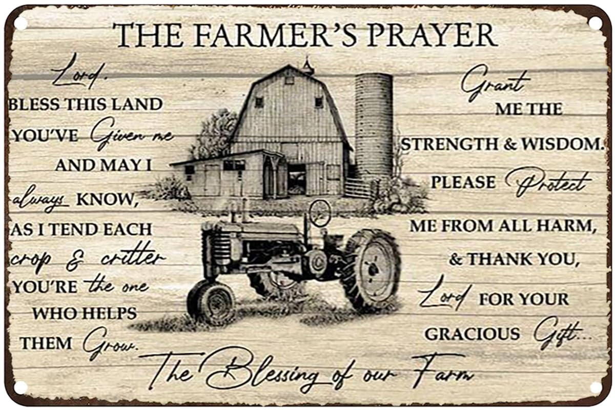 The Farmer'S Prayer The Blessing Of Our Farm Farming Tin Signs For Home ...