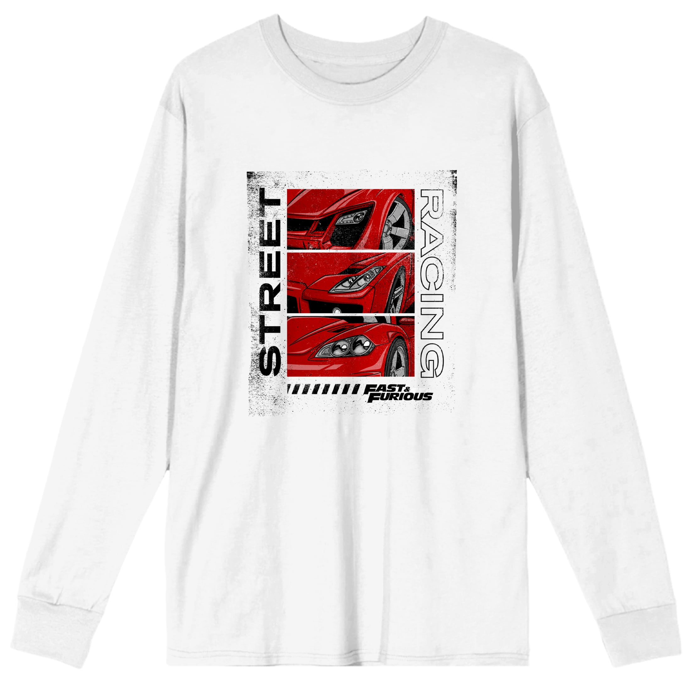 The Fast And The Furious Street Racing Red Car Fronts Men's White Long ...