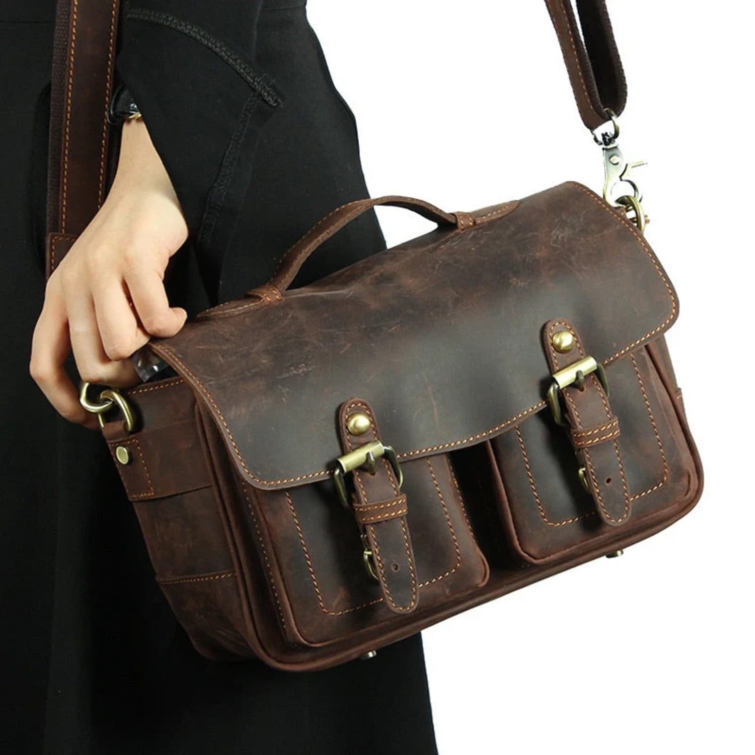 The Faust Leather Camera Bag | Crossbody Vintage Camera Messenger Bag ...