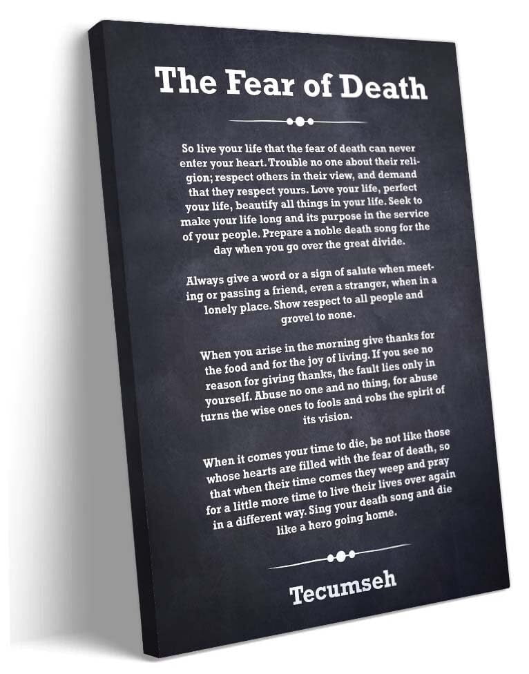 The Fear of Death, Tecumseh, Tecumseh Quote Poster, Chief Tecumseh Wall ...