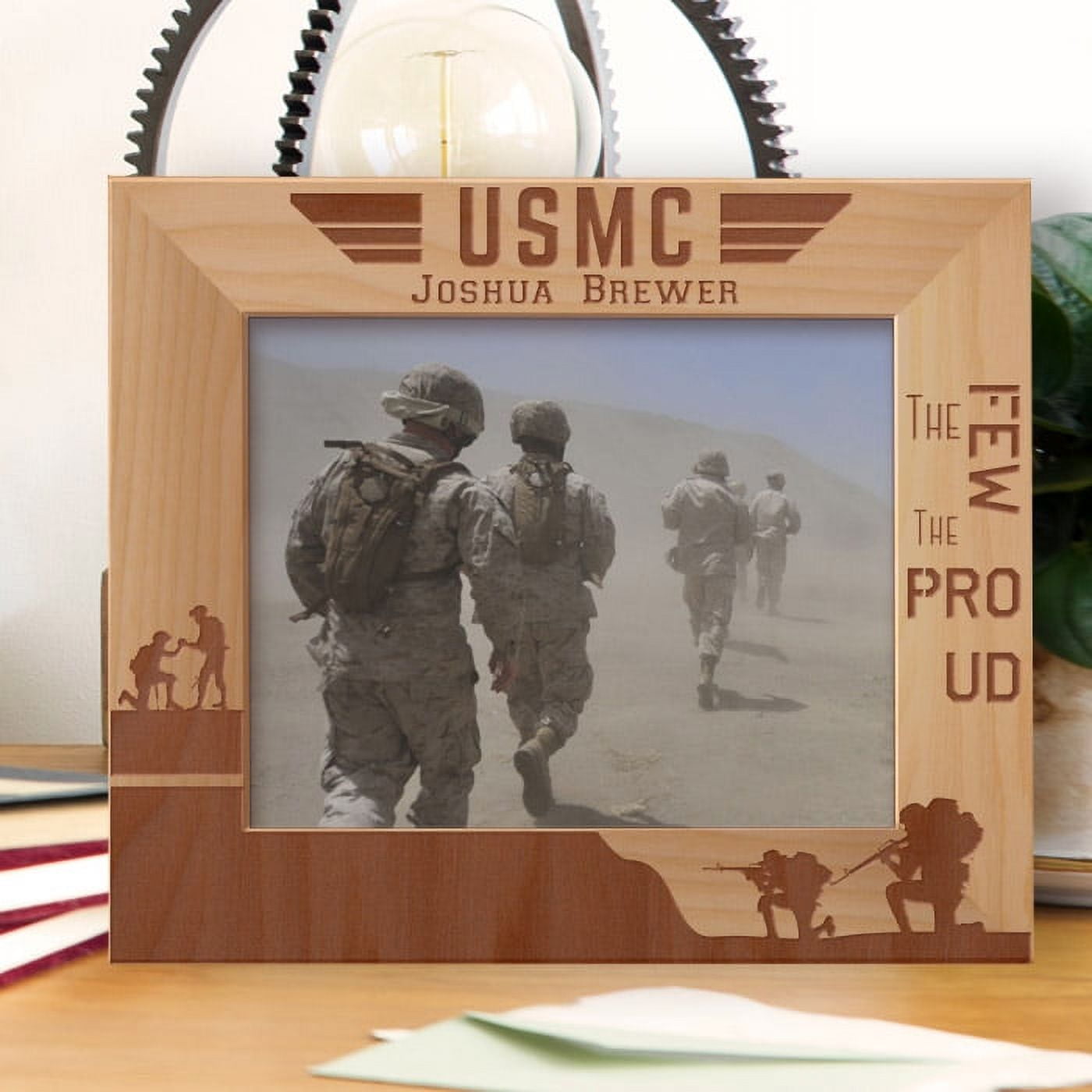The Few The Proud USMC Personalized Wooden Frame-10" x 8" Brown ...