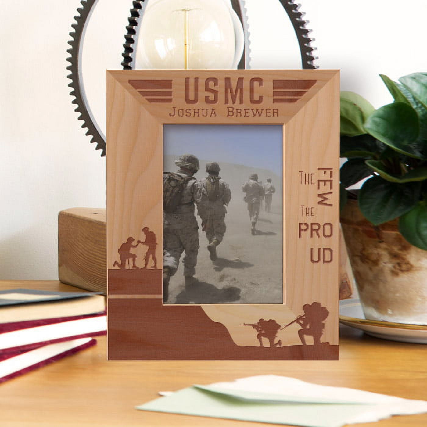 The Few The Proud USMC Personalized Wooden Frame 3 1/2" x 5" Brown ...