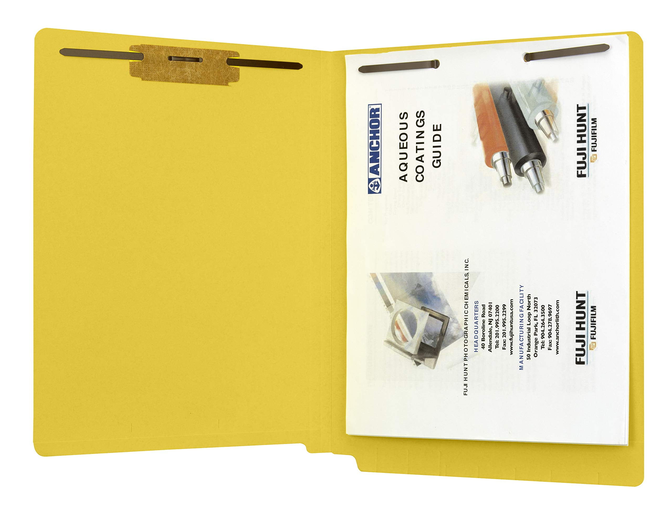 The File King Yellow Full Side Tab File Folder | Two 2” Fastener Prongs ...