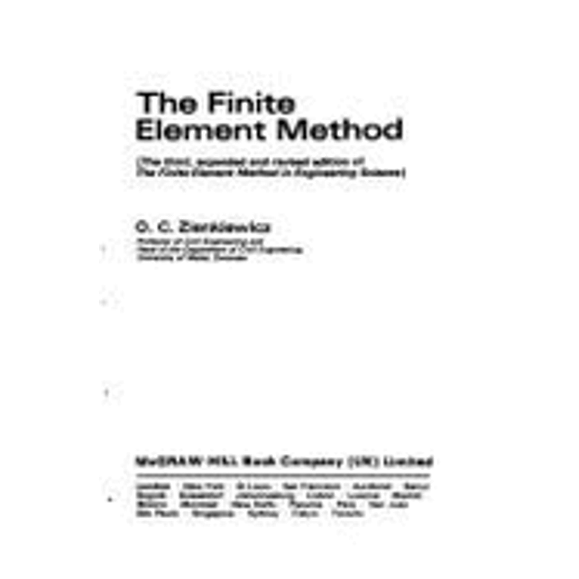 Pre-Owned The Finite Element Method (Hardcover 9780070840720) by O C ...