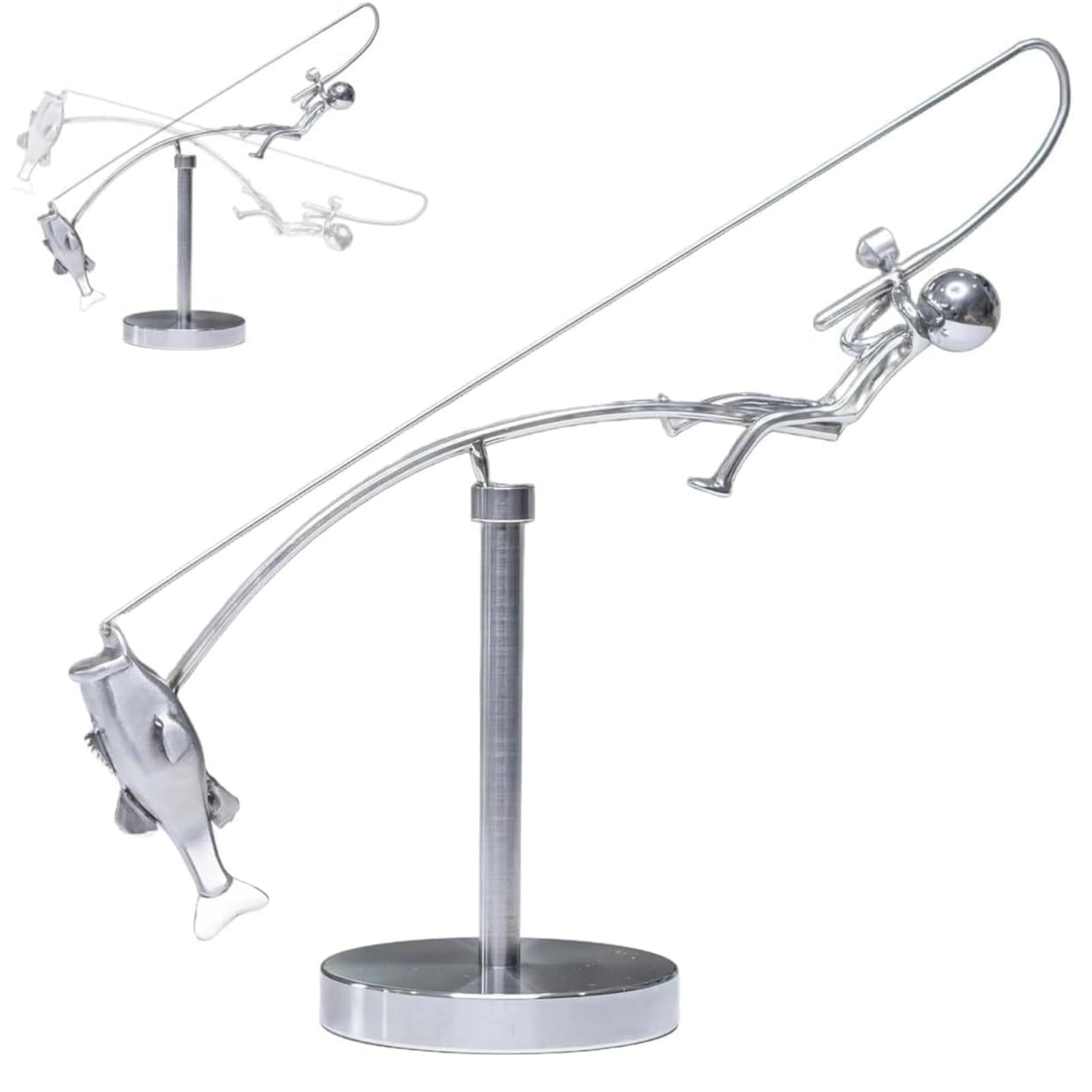 The Fisherman Balancing Sculpture, Kinetic Fishing Sculpture, Metal ...