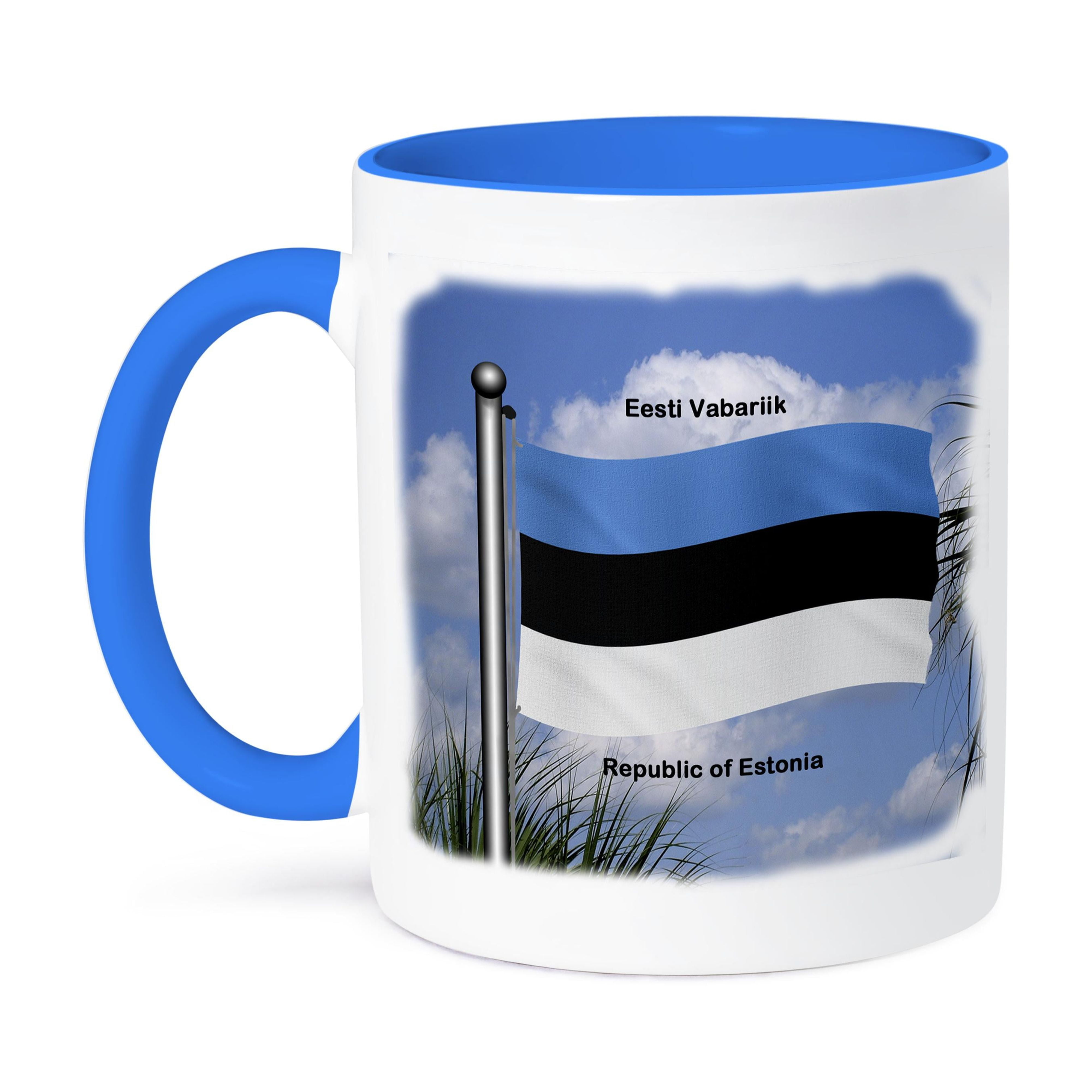 The Flag Of Estonia Waving Against The Sky With Republic Of Estonia ...