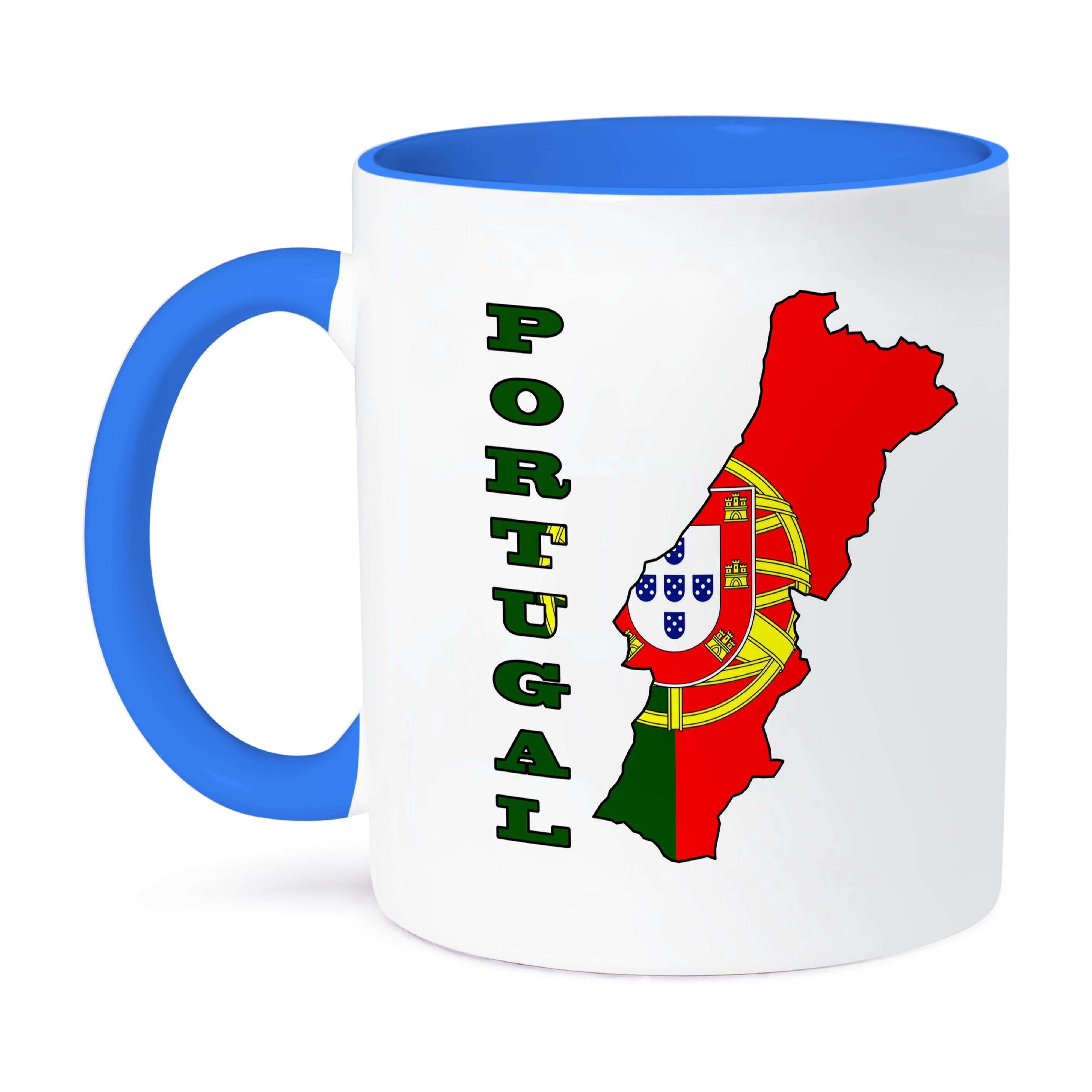 The Flag Of Portugal In The Outline Map And Name Of The Country ...