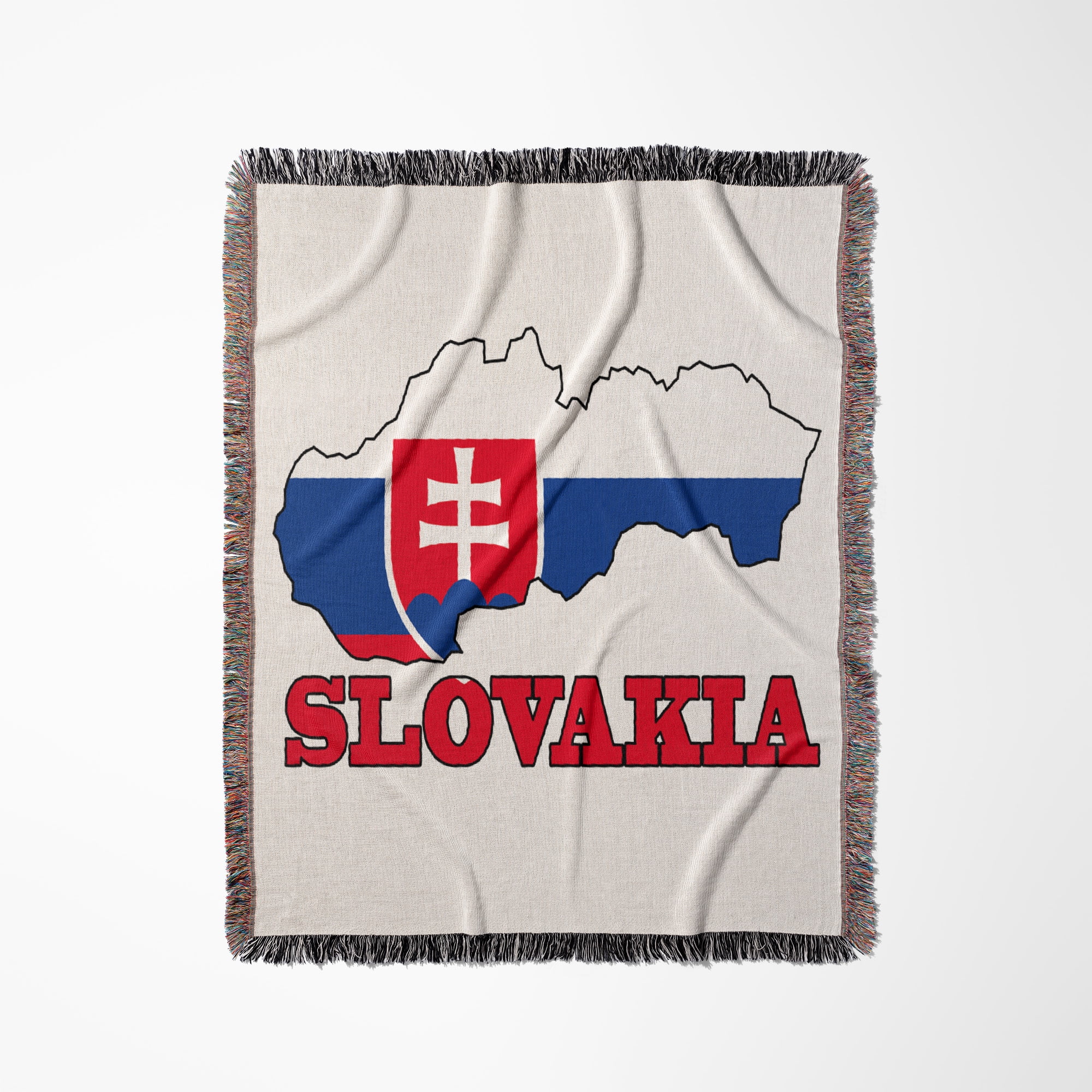 The Flag Of Slovakia In The Outline Map Of The Country And Name ...