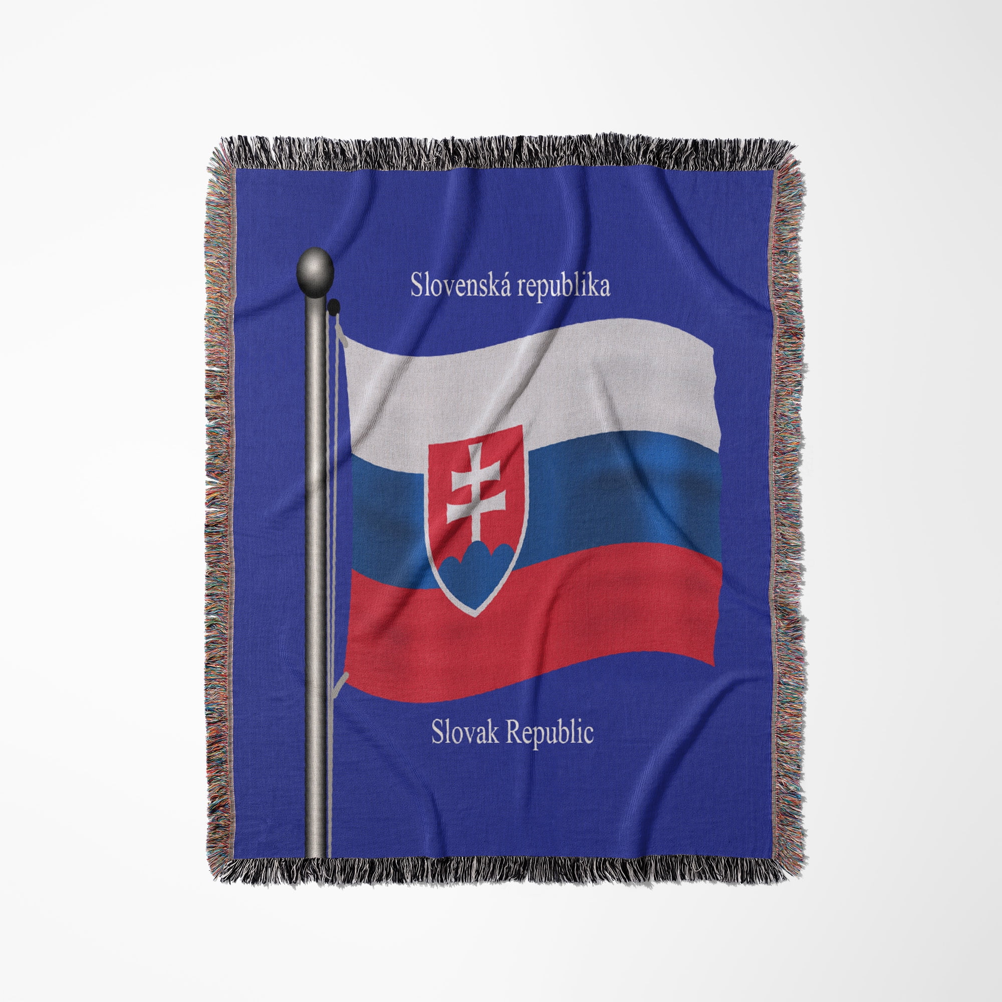 The Flag Of Slovakia On A Blue Background With Slovak Republic In ...