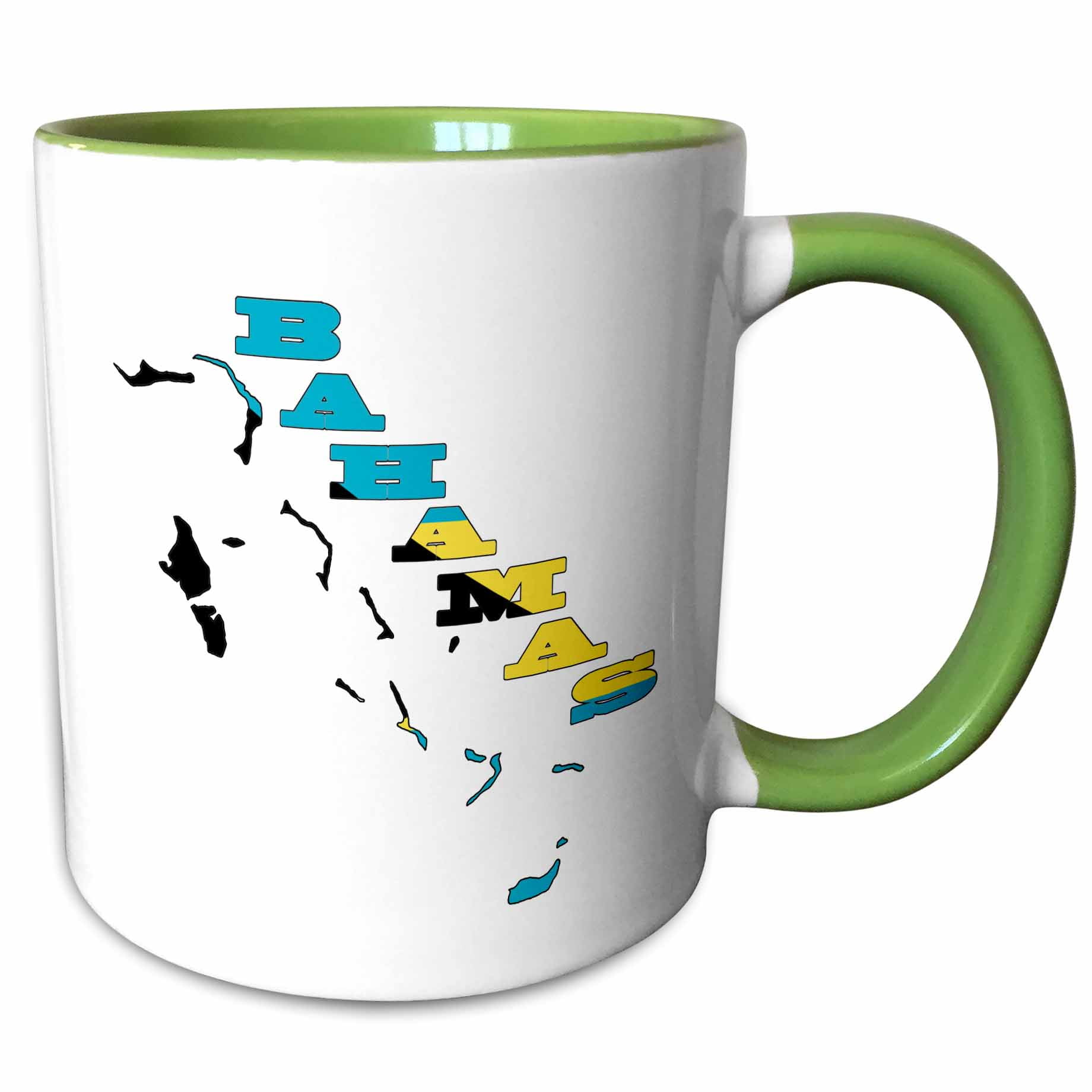 The Flag Of The Bahamas In The Outline Map And Name Of The Islands Of ...