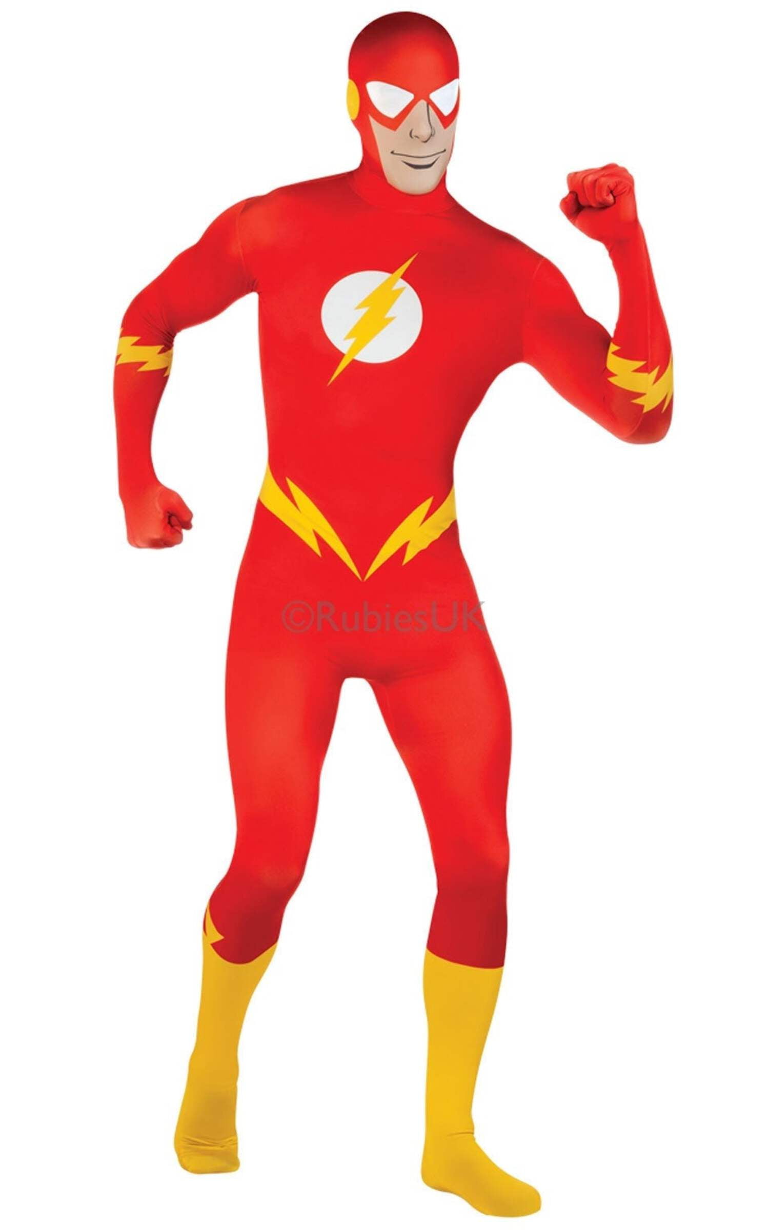 The Flash 2nd Skin Suit Costume DC Large Male Adult Red Fancy Dress Party Book Week Halloween ...