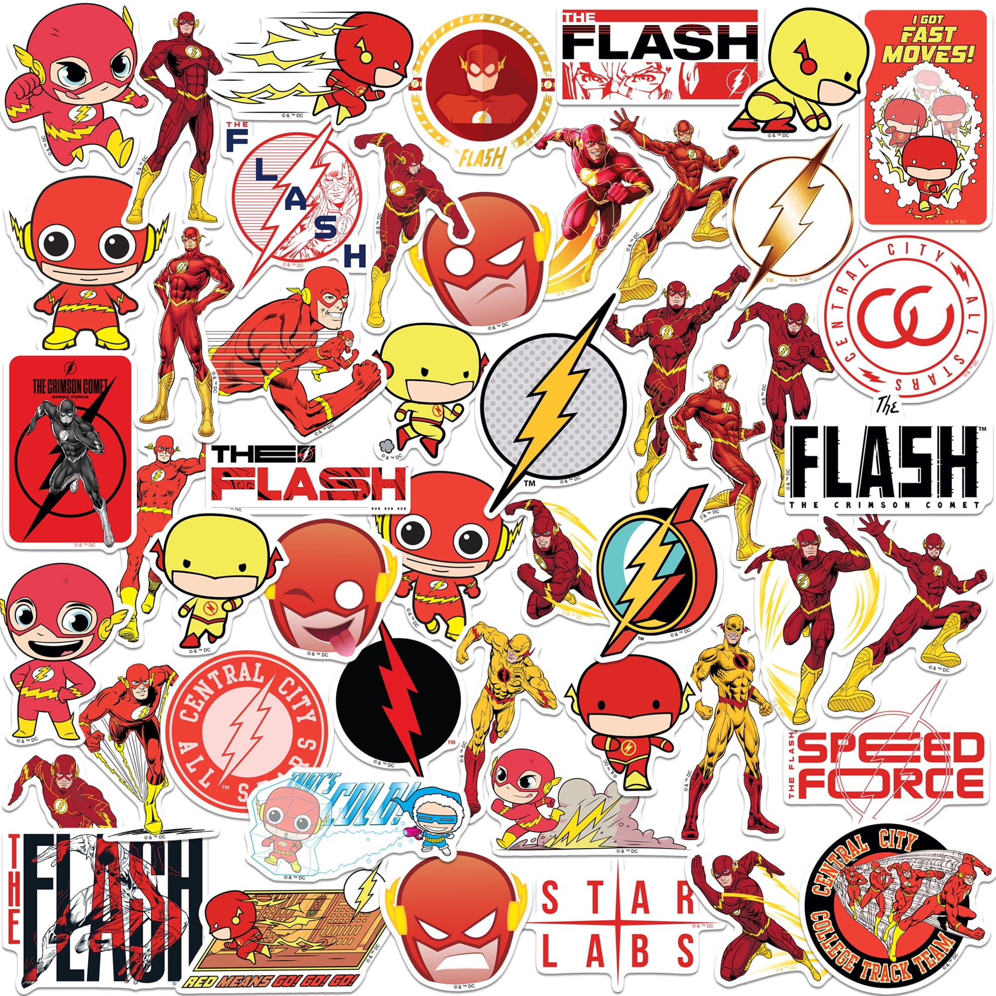 The Flash 50CT Vinyl Large Deluxe Stickers Variety Pack - Laptop, Water ...