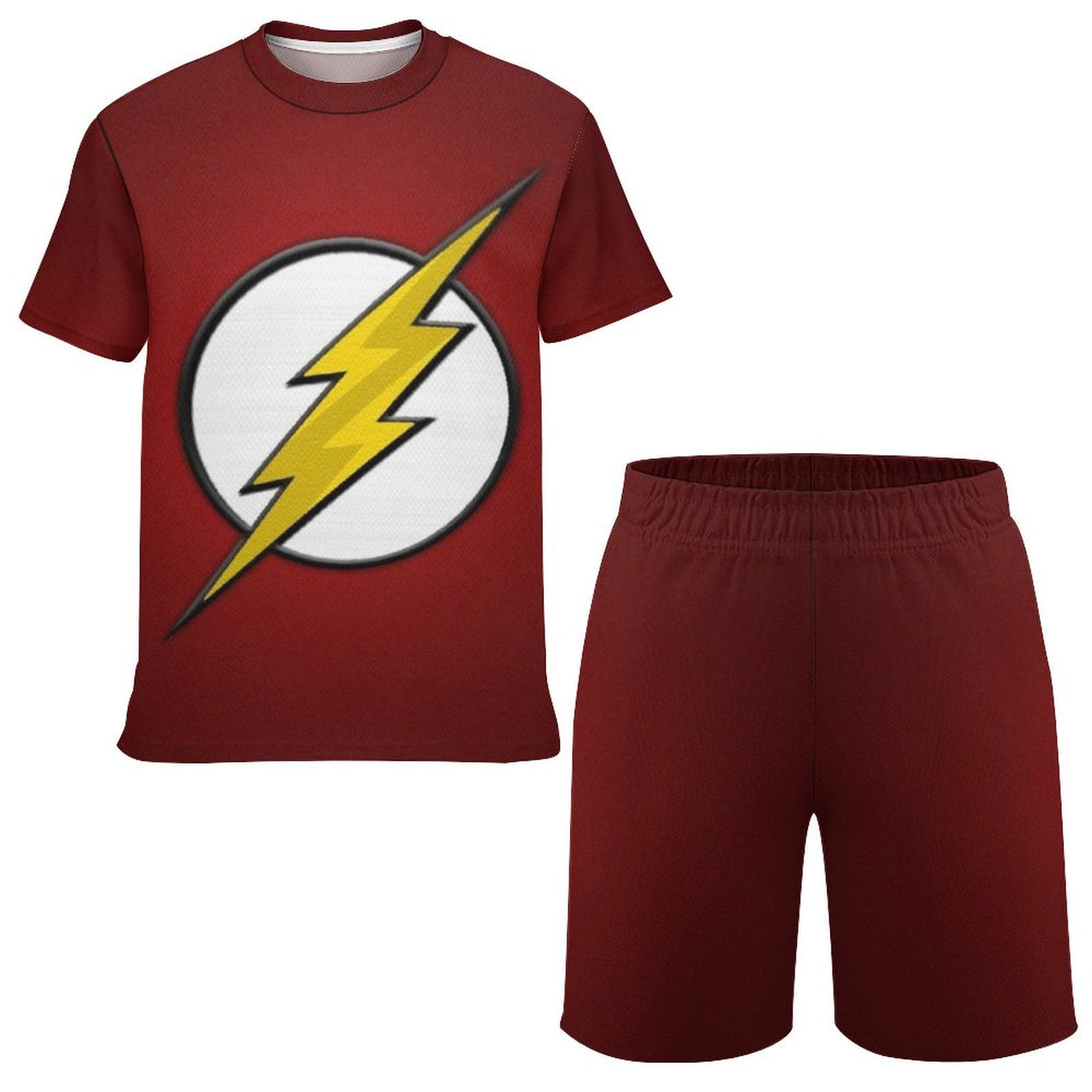 The Flash Boys Short Sleeve T-Shirt And Shorts Outfit Set Activewear Mesh Short Set for Kids ...