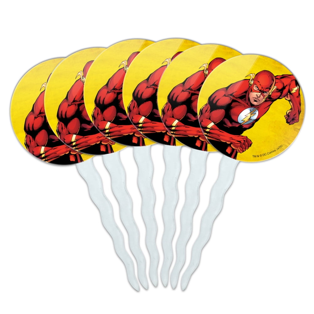 The Flash Character Cupcake Picks Toppers Decoration Set of 6 - Walmart.com