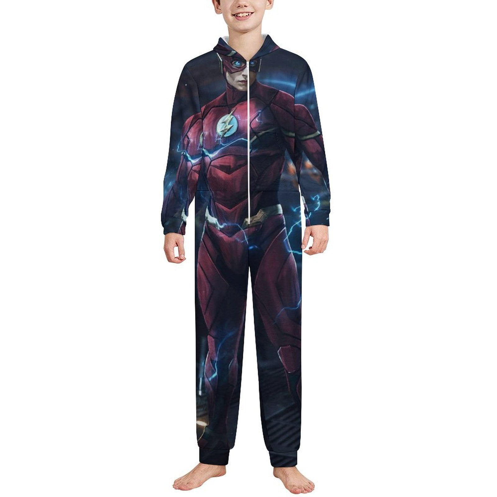 The Flash Hooded Union Suit Pajama Onesie Blanket Sleeper - Walmart.com