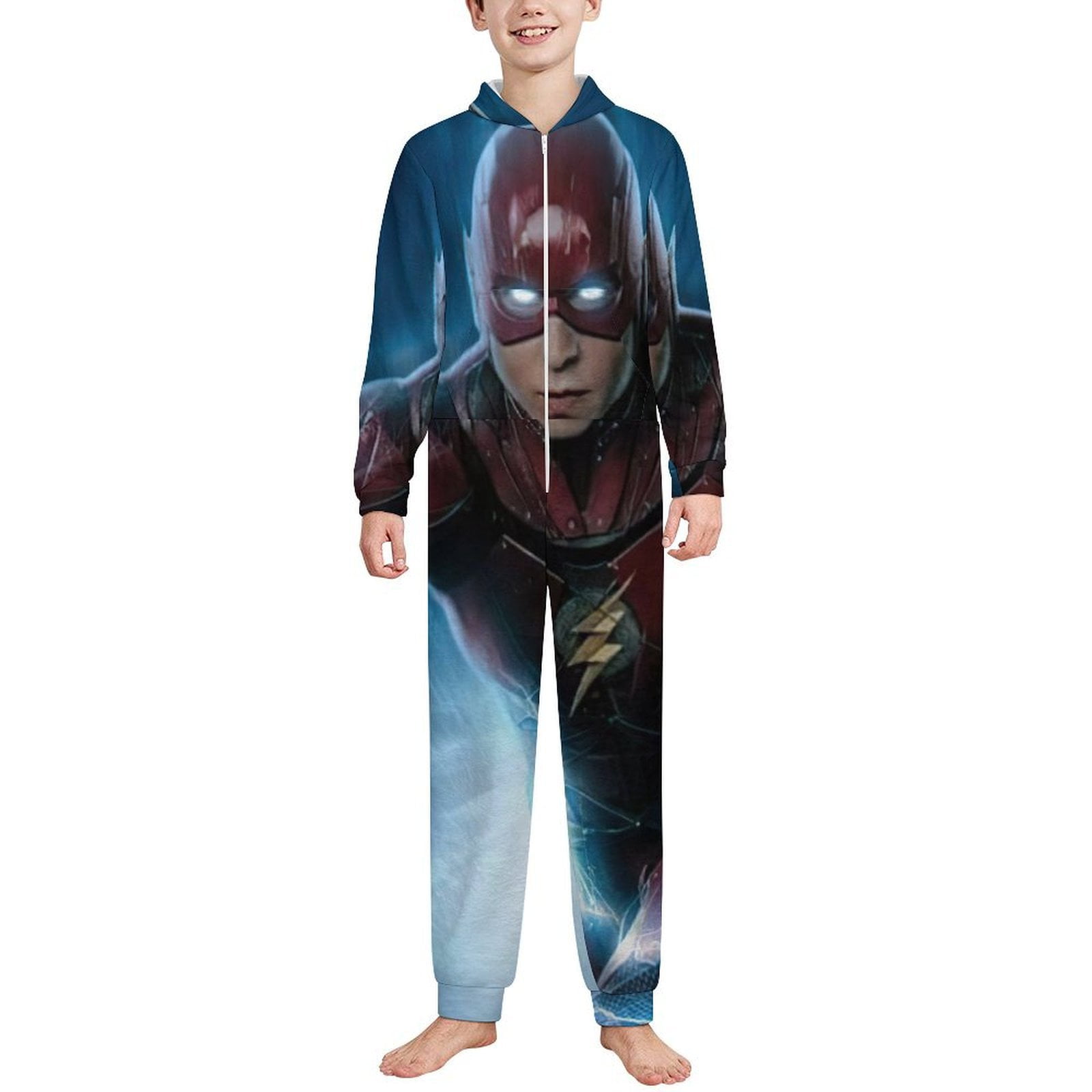 The Flash Hooded Union Suit Pajama Onesie Blanket Sleeper - Walmart.com