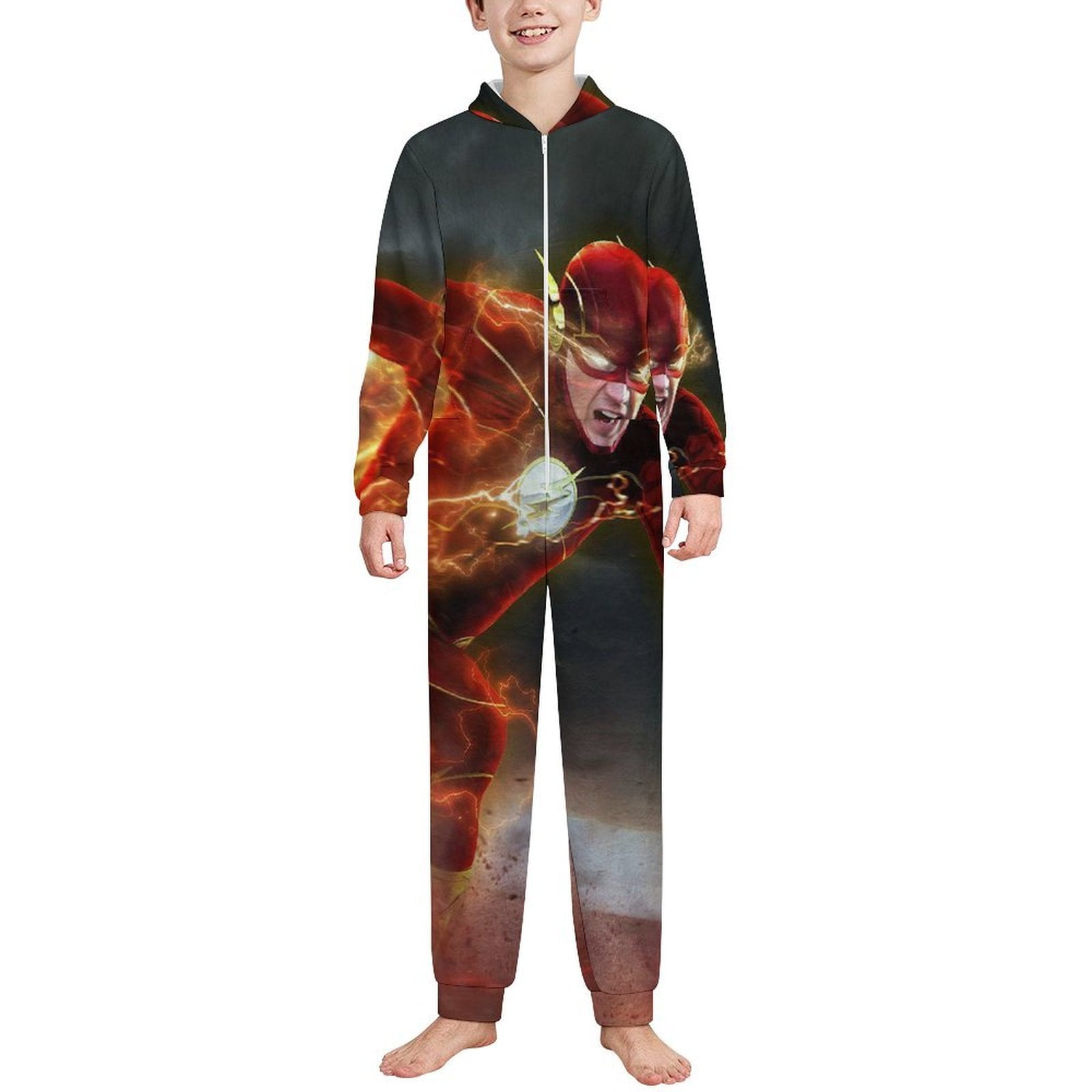 The Flash Kids Hooded Jumpsuit Union Suit Onesie One Piece Blanket for ...