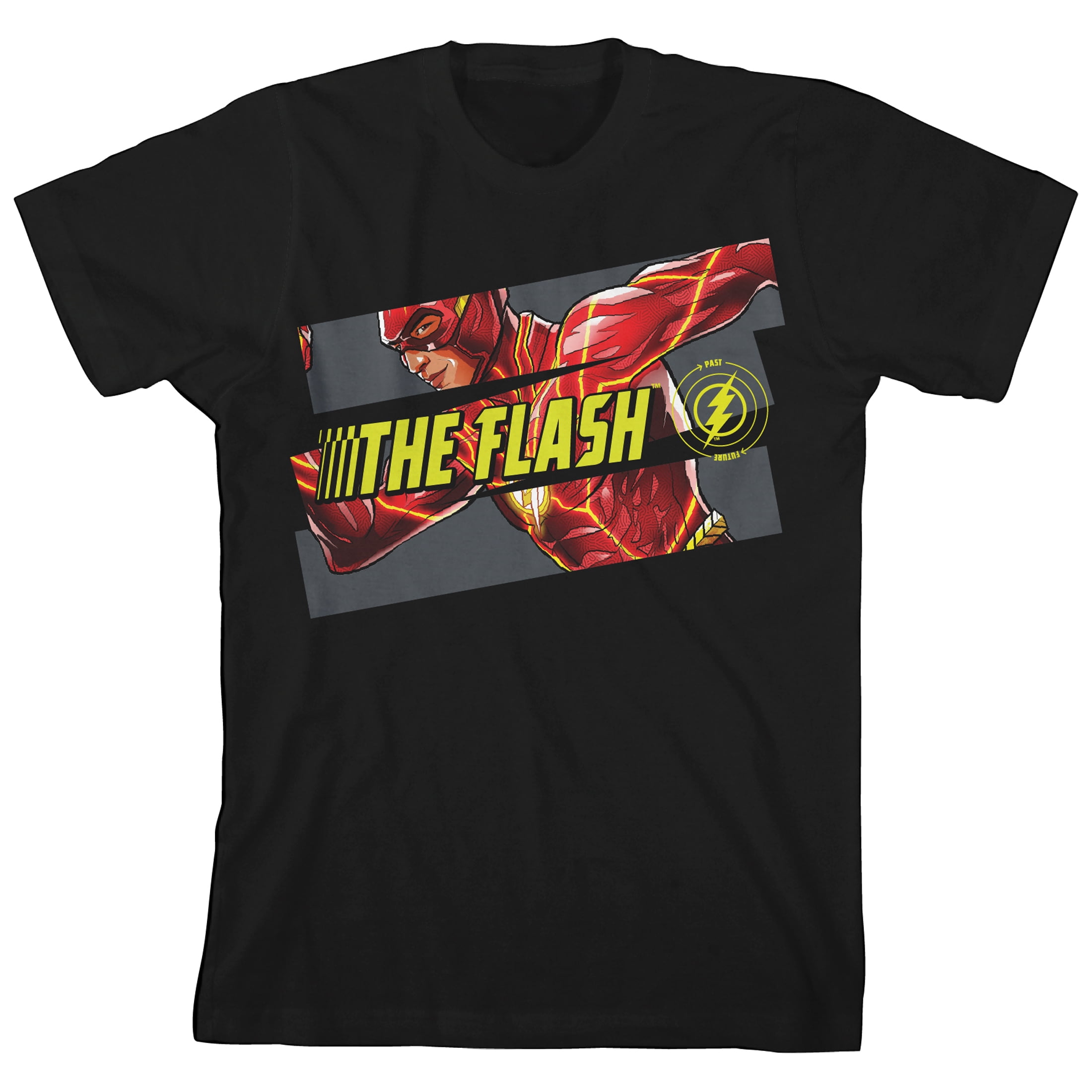 The Flash Movie Split Panel CHaracter Art Boy's Black T-shirt-XL ...