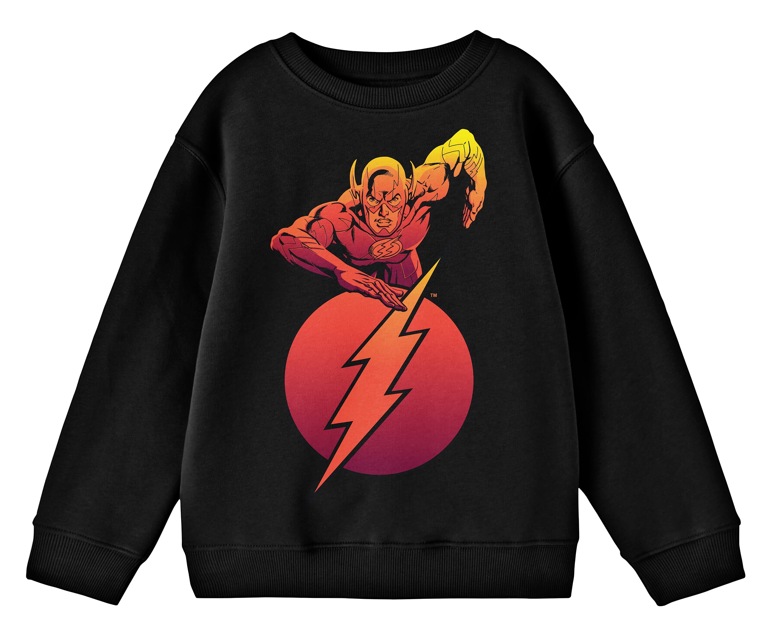 The Flash Running Flash and Logo Boy's Black Long Sleeve Shirt ...