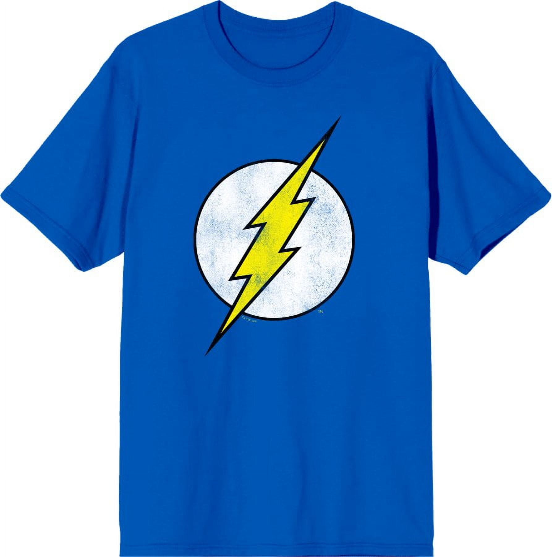 The Flash Thunderbolt Logo Men's Blue Crew Neck Short Sleeve Tee-XS ...