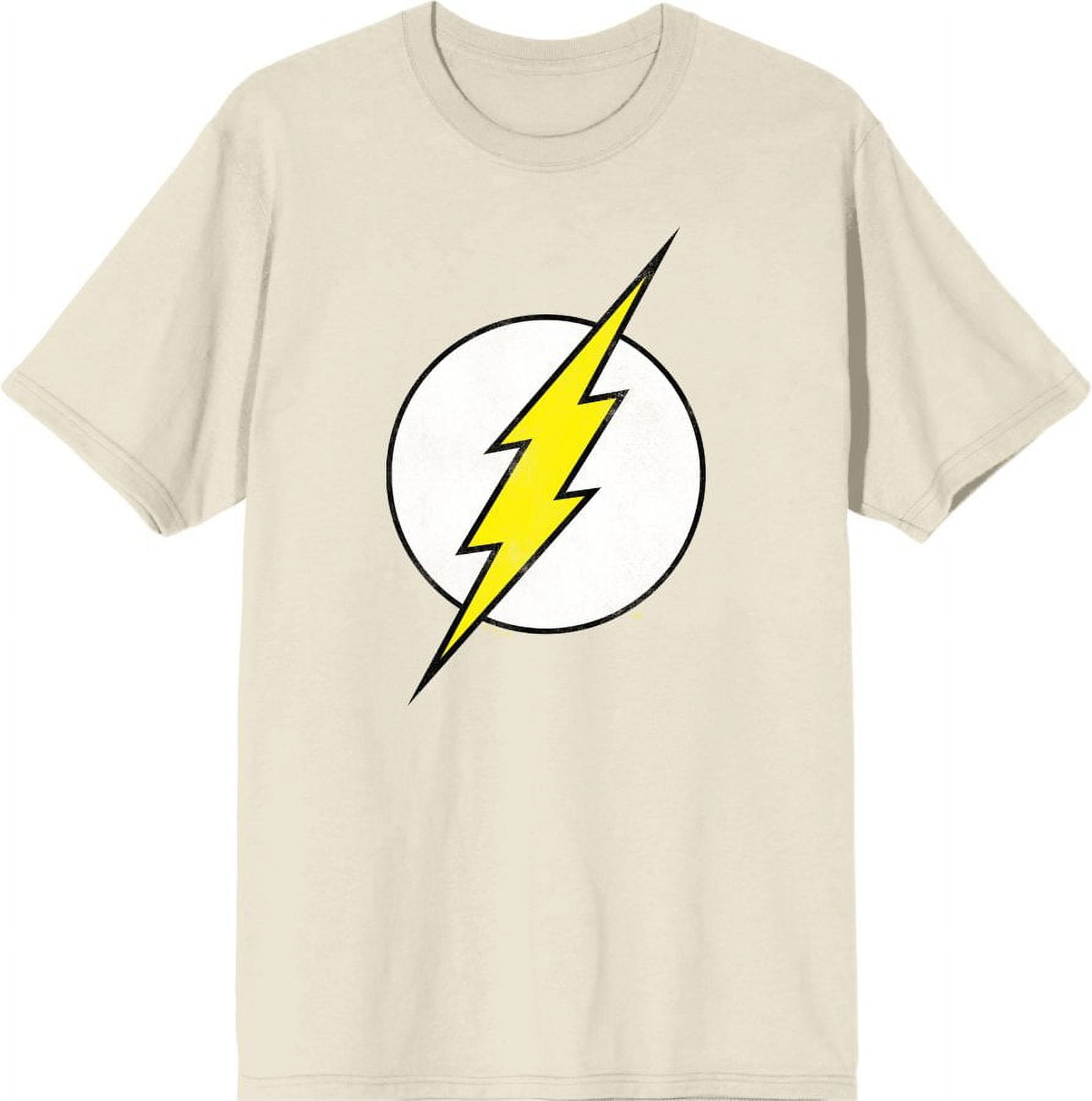 The Flash Thunderbolt Logo Men's Natural Crew Neck Short Sleeve Tee ...