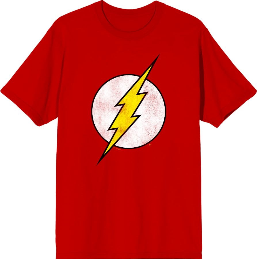 The Flash Thunderbolt Logo Men's Red Crew Neck Short Sleeve Tee-Small ...