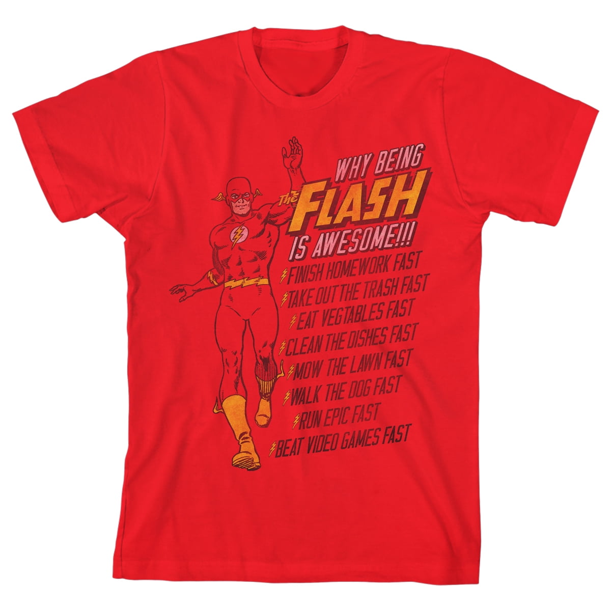 The Flash Why Being Flash is Awesome Youth Red Graphic Tee-Medium ...