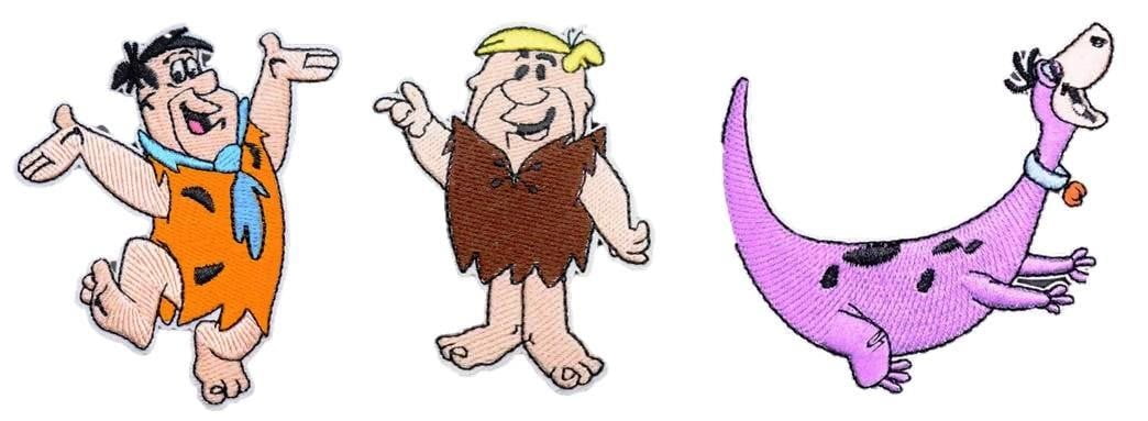 The Flintstones Fred Barney And Dino 3" Tall Embroidered Iron On Patch Set of 3 - Walmart.com
