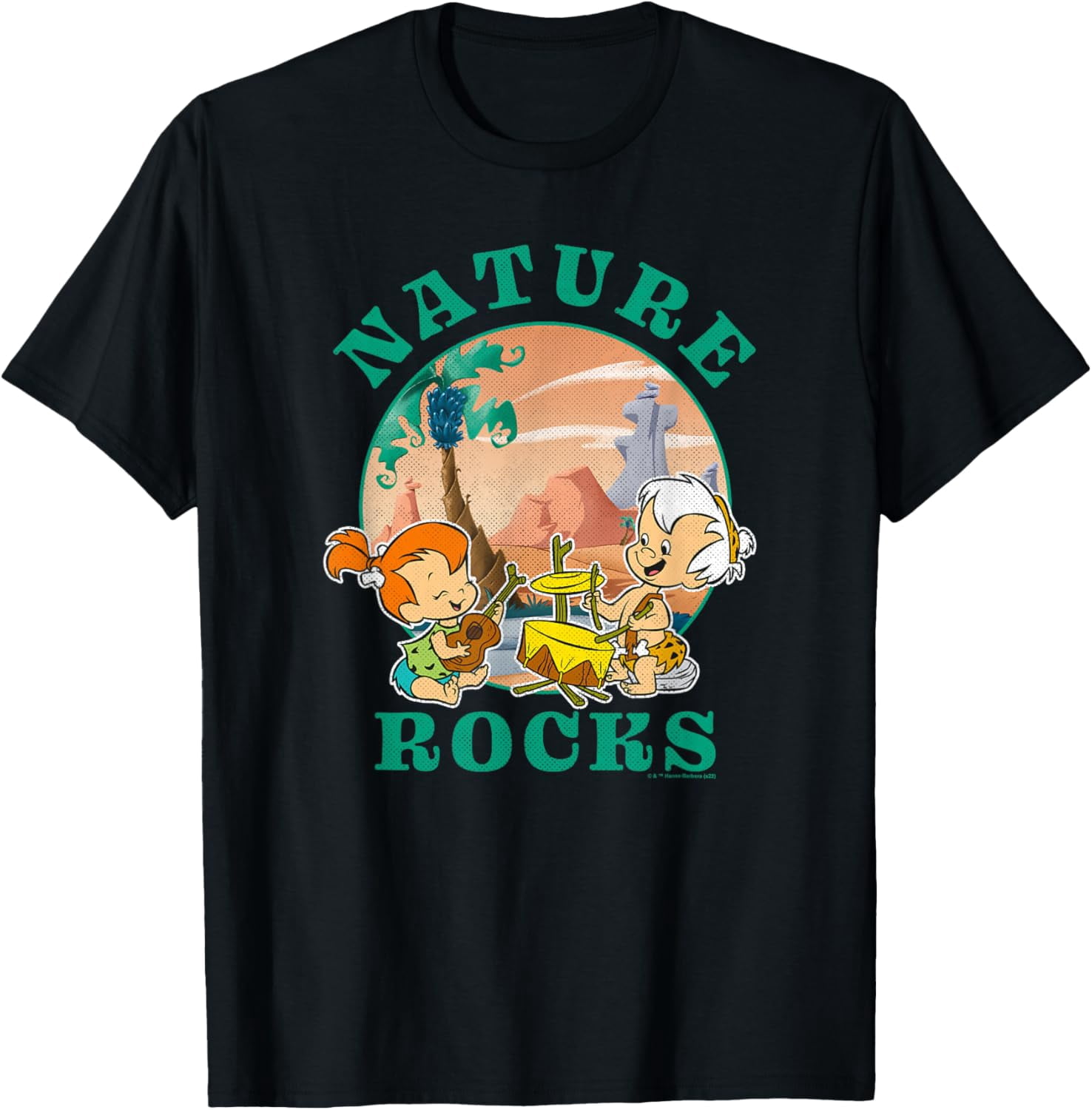 The Flintstones Pebbles & Bamm Bamm Nature Rocks T-Shirt Cotton Short ...
