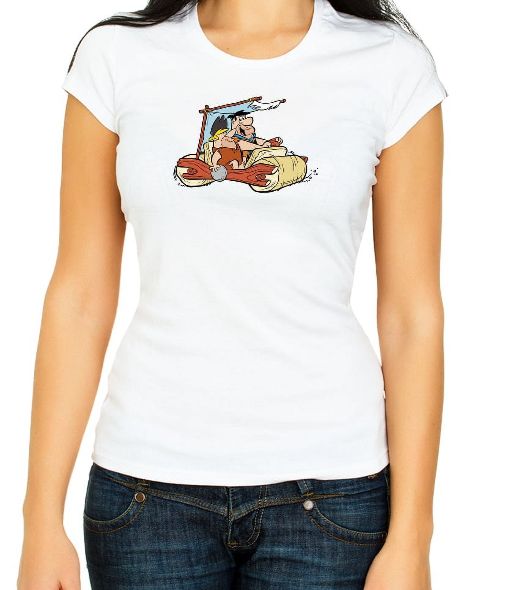 The Flintstones characters White / Black Women's 3/4 Short Sleeve T-Shirt L024 - Walmart.com